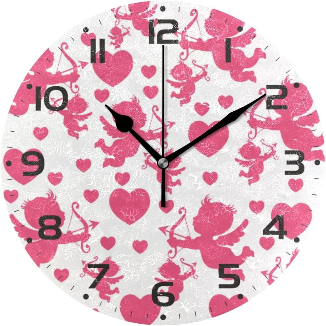 GZHJMY Valentine's Day Heart Wall Clock, 10" Silent Non Ticking Round ...
