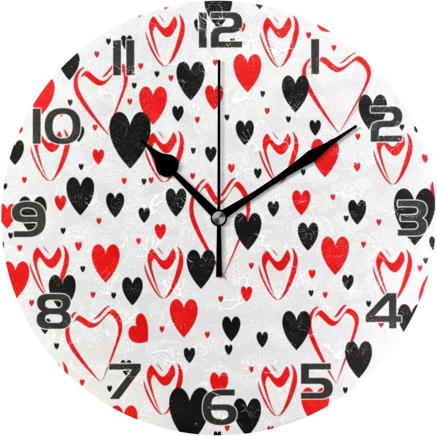 GZHJMY Valentine's Day Heart Wall Clock, Silent Non Ticking Battery ...
