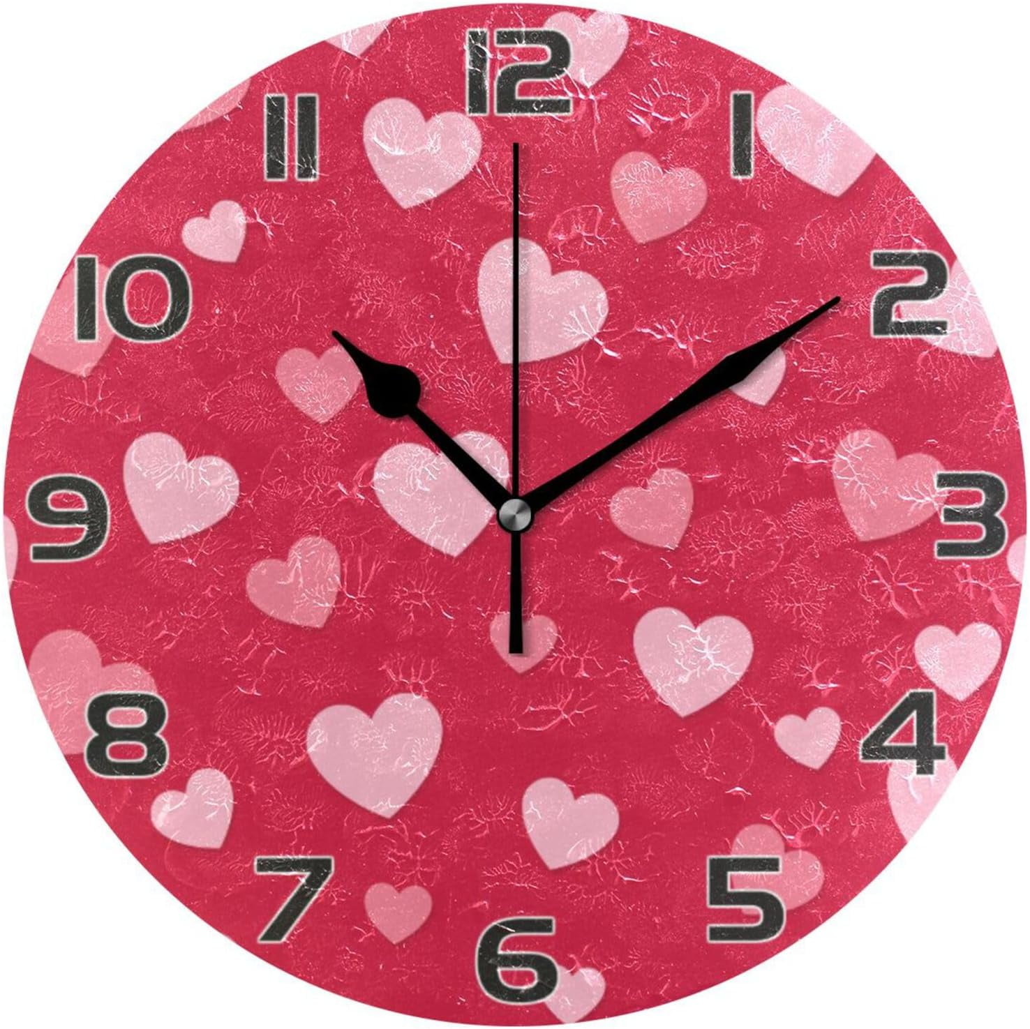 GZHJMY Valentine's Day Heart Wall Clock, Silent Non Ticking Battery ...