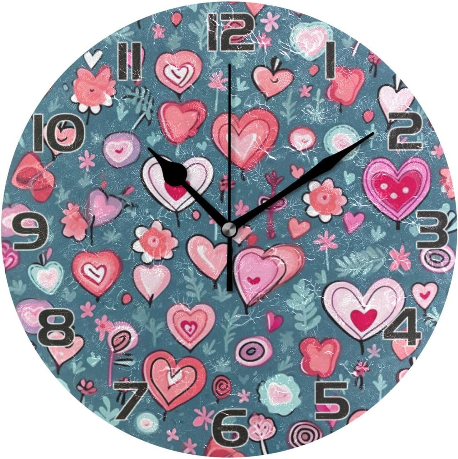 GZHJMY Valentine's Day Heart Wall Clock, Silent Non Ticking Battery ...