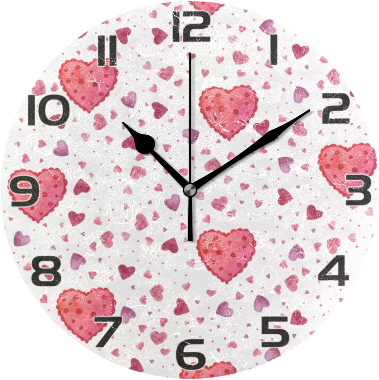 GZHJMY Valentine's Day Heart Wall Clock, Silent Non Ticking Battery ...