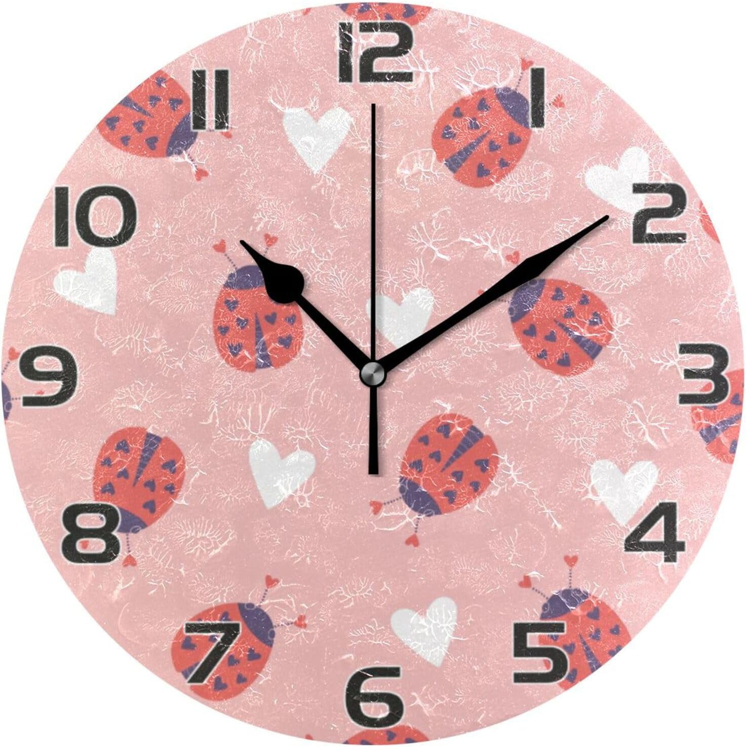 GZHJMY Valentine's Day Heart Wall Clock, Silent Non Ticking Battery ...