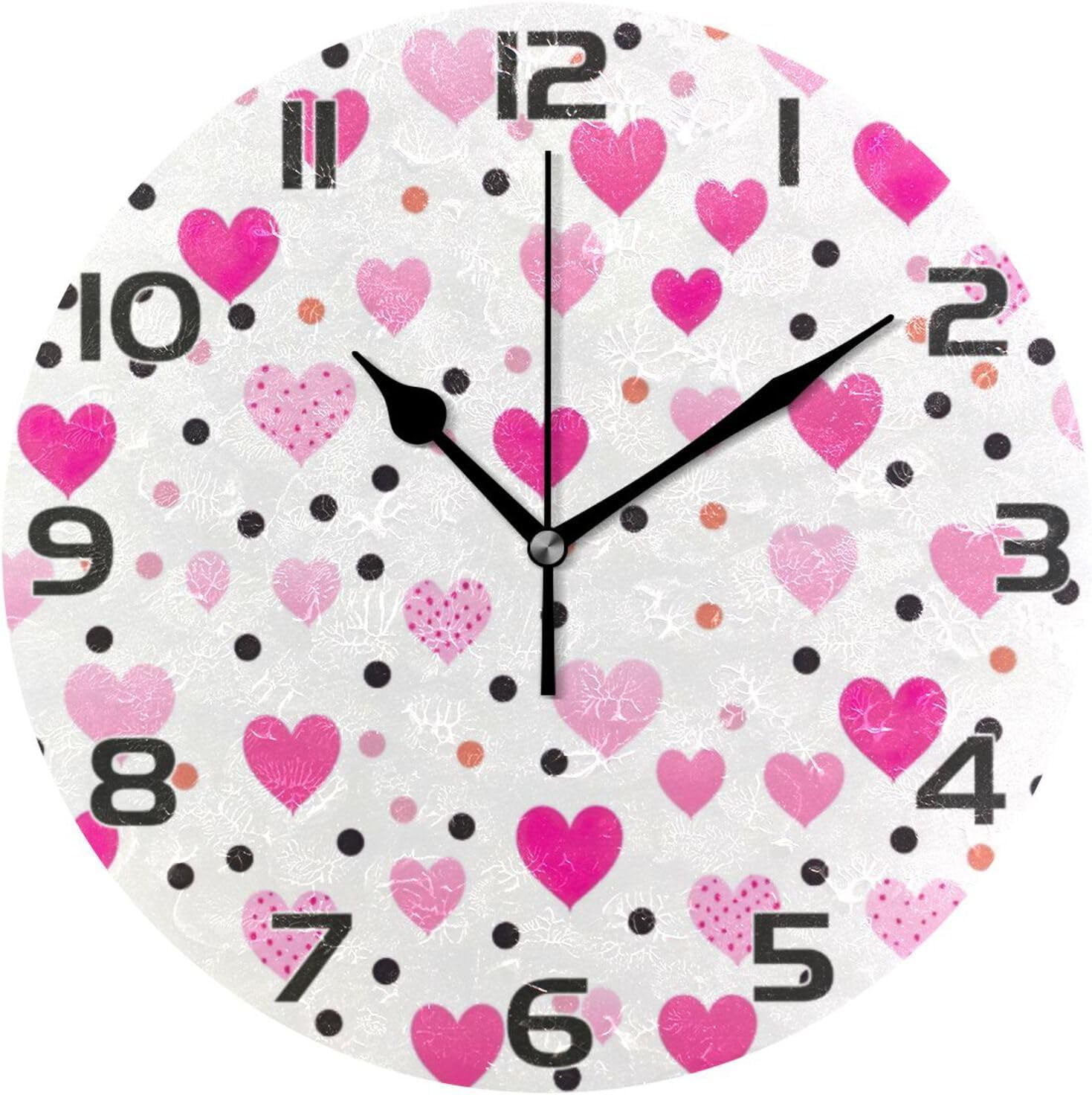 GZHJMY Valentine's Day Heart Wall Clock, Silent Non Ticking Battery ...