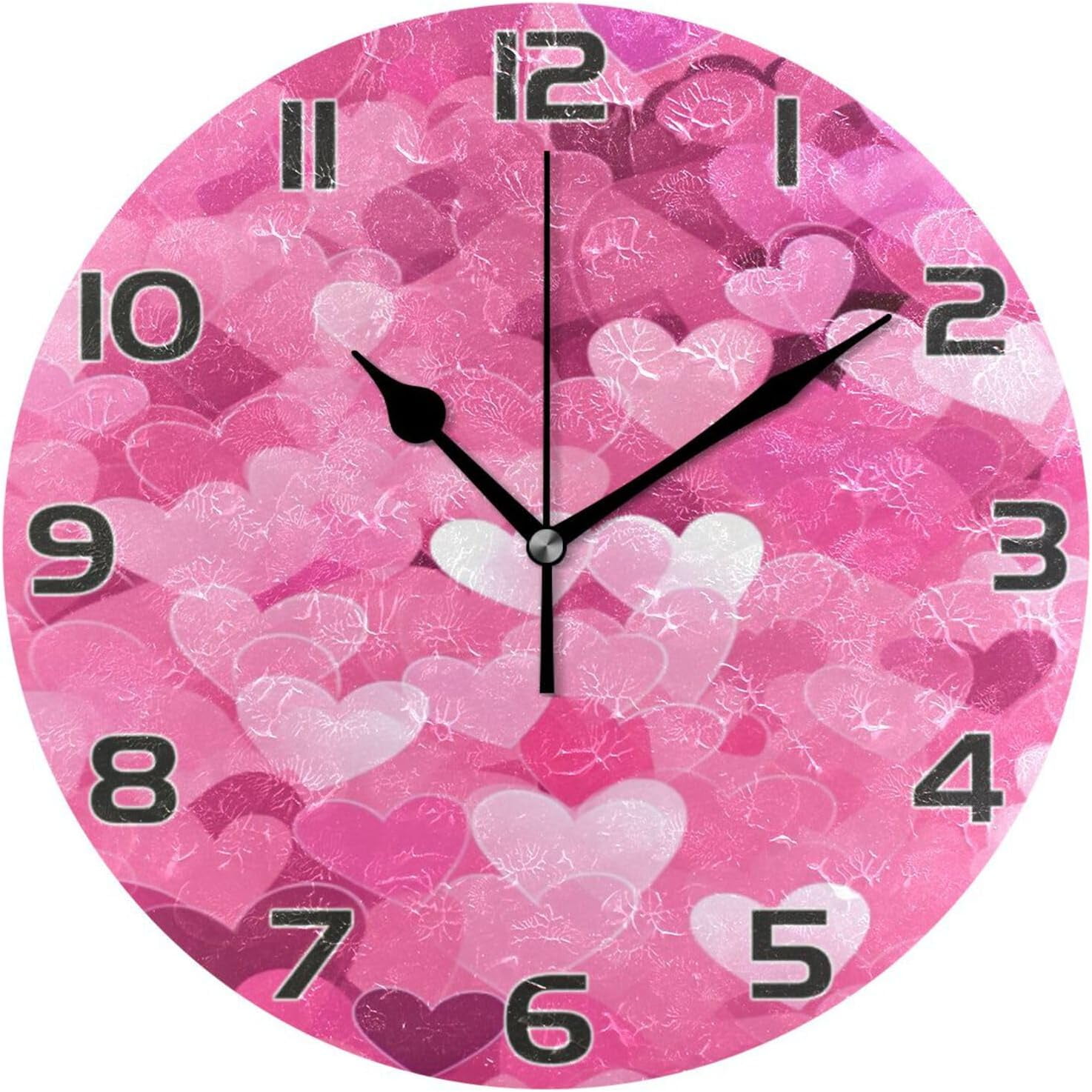 GZHJMY Valentine's Day Heart Wall Clock, Silent Non Ticking Battery ...