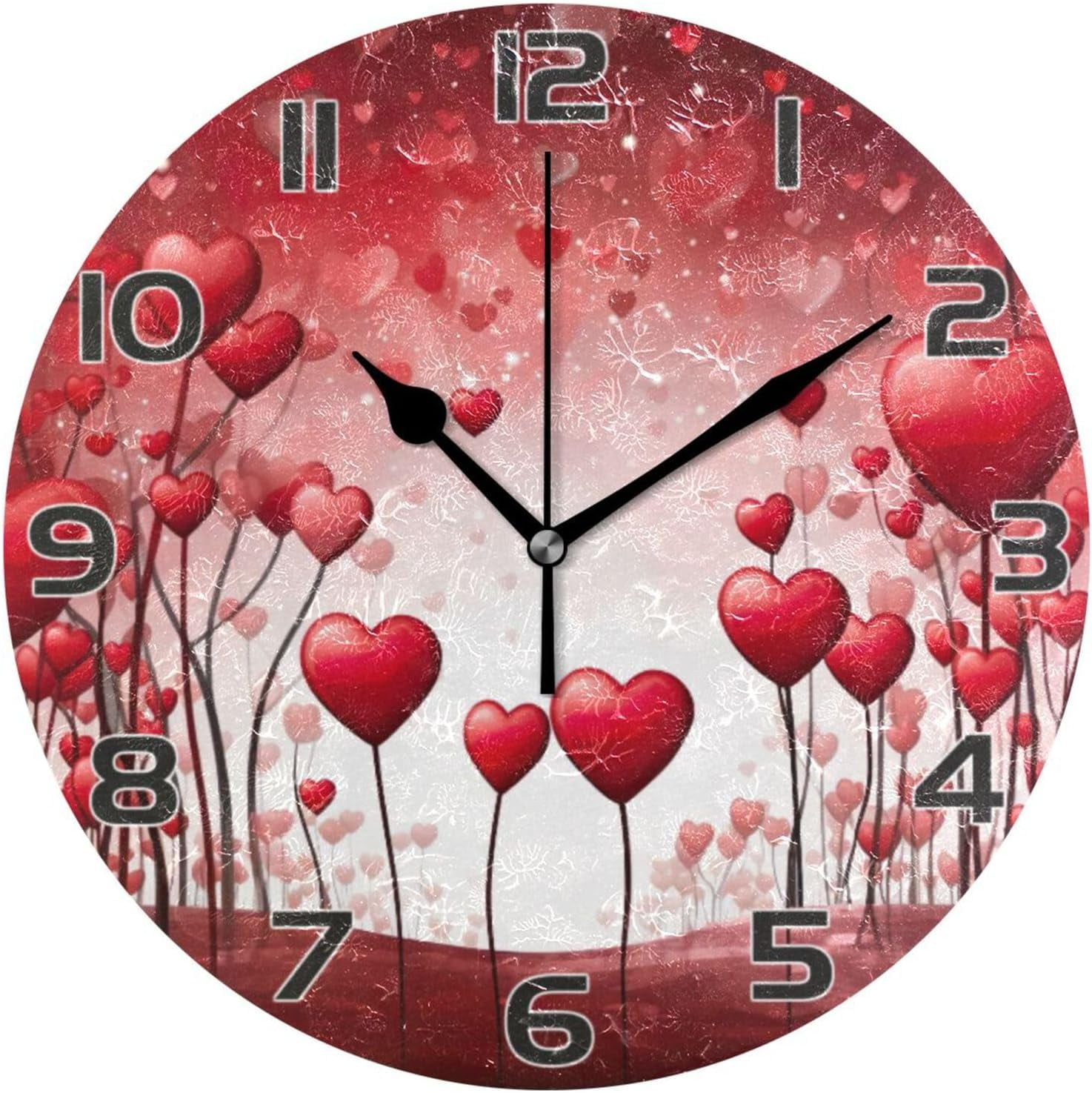 GZHJMY Valentine's Day Heart Wall Clock, Silent Non Ticking Battery ...