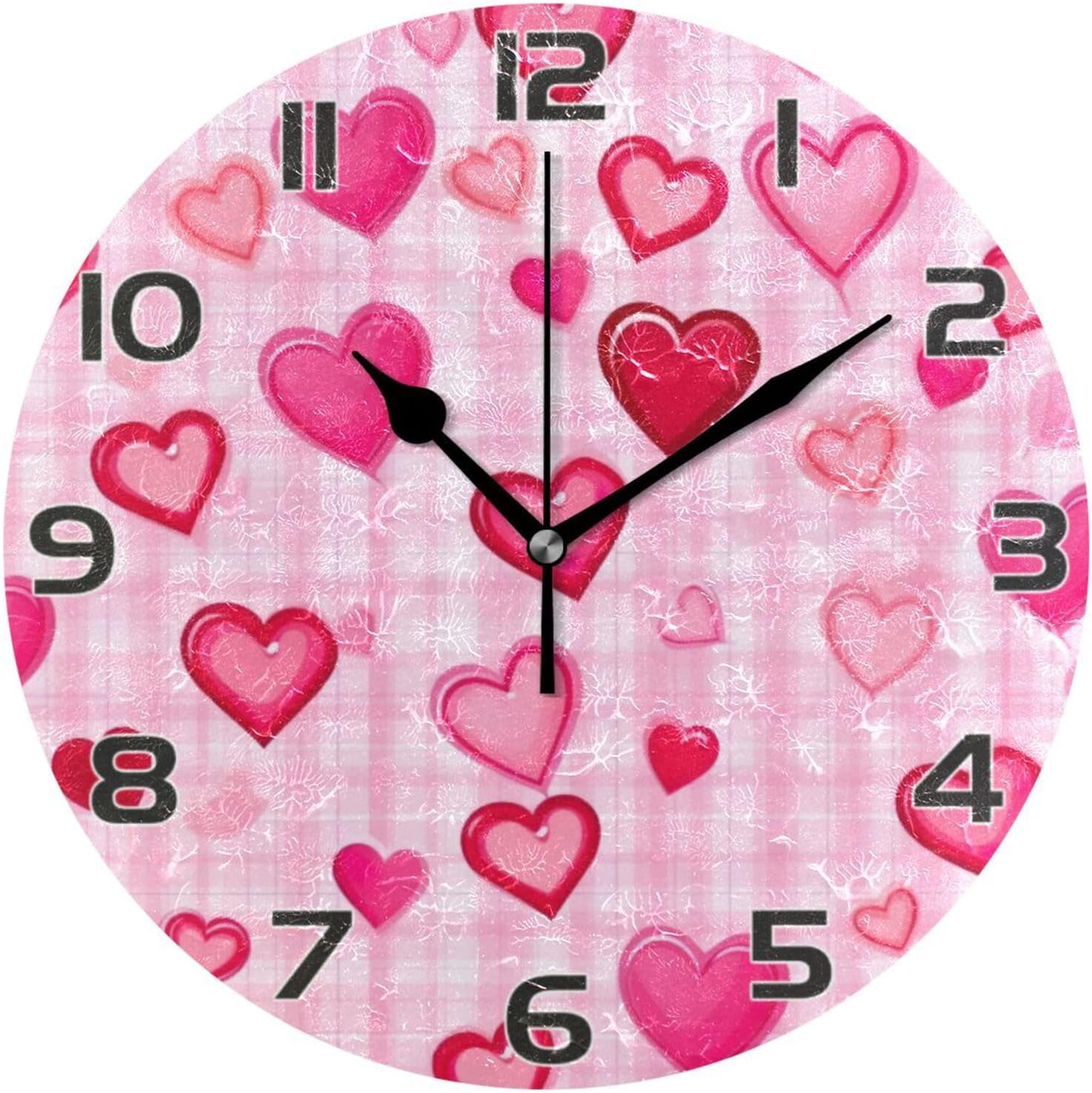 GZHJMY Valentine's Day Heart Wall Clock, Silent Non Ticking Battery ...