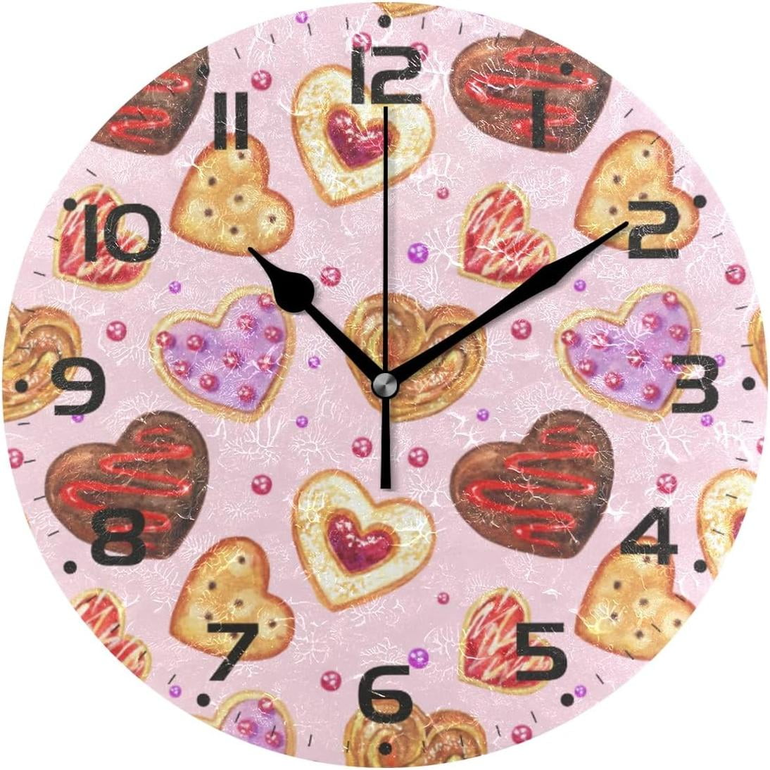 GZHJMY Valentine's Day Hearts Wall Clock, 10" Silent Non Ticking Round ...