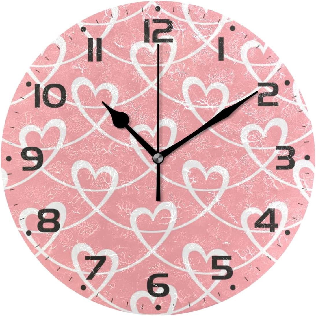 GZHJMY Valentine's Day Hearts Wall Clock, 10" Silent Non Ticking Round ...