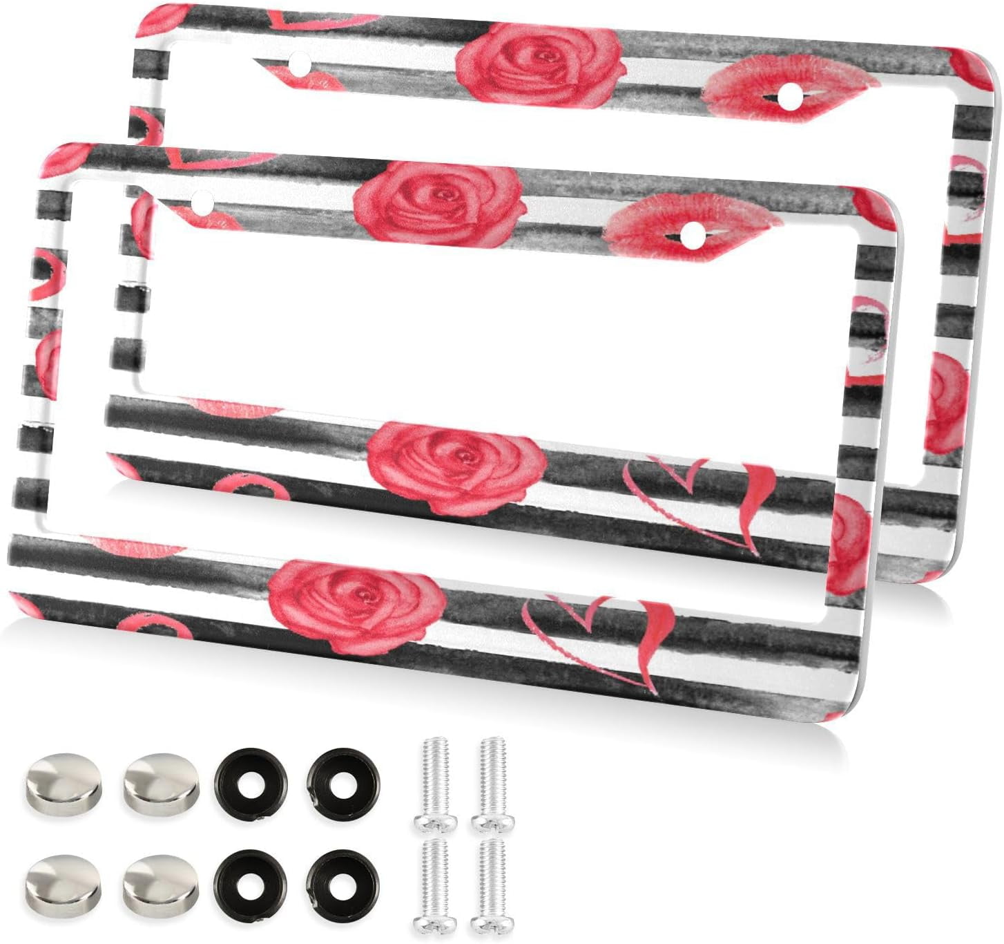 GZHJMY Valentine's Day Lip Rose License Plate Frames, License Plate ...