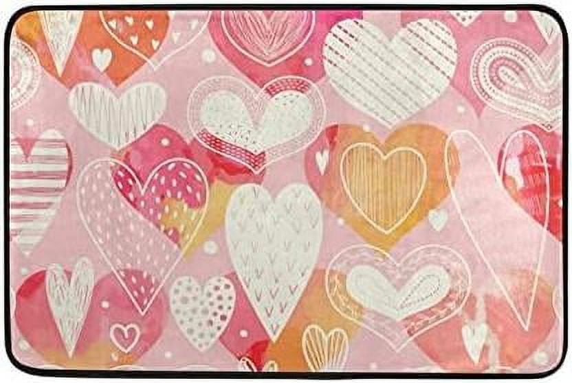 GZHJMY Valentine's Day Love Heart Floor Mat, Non-Slip Washable Entrance ...