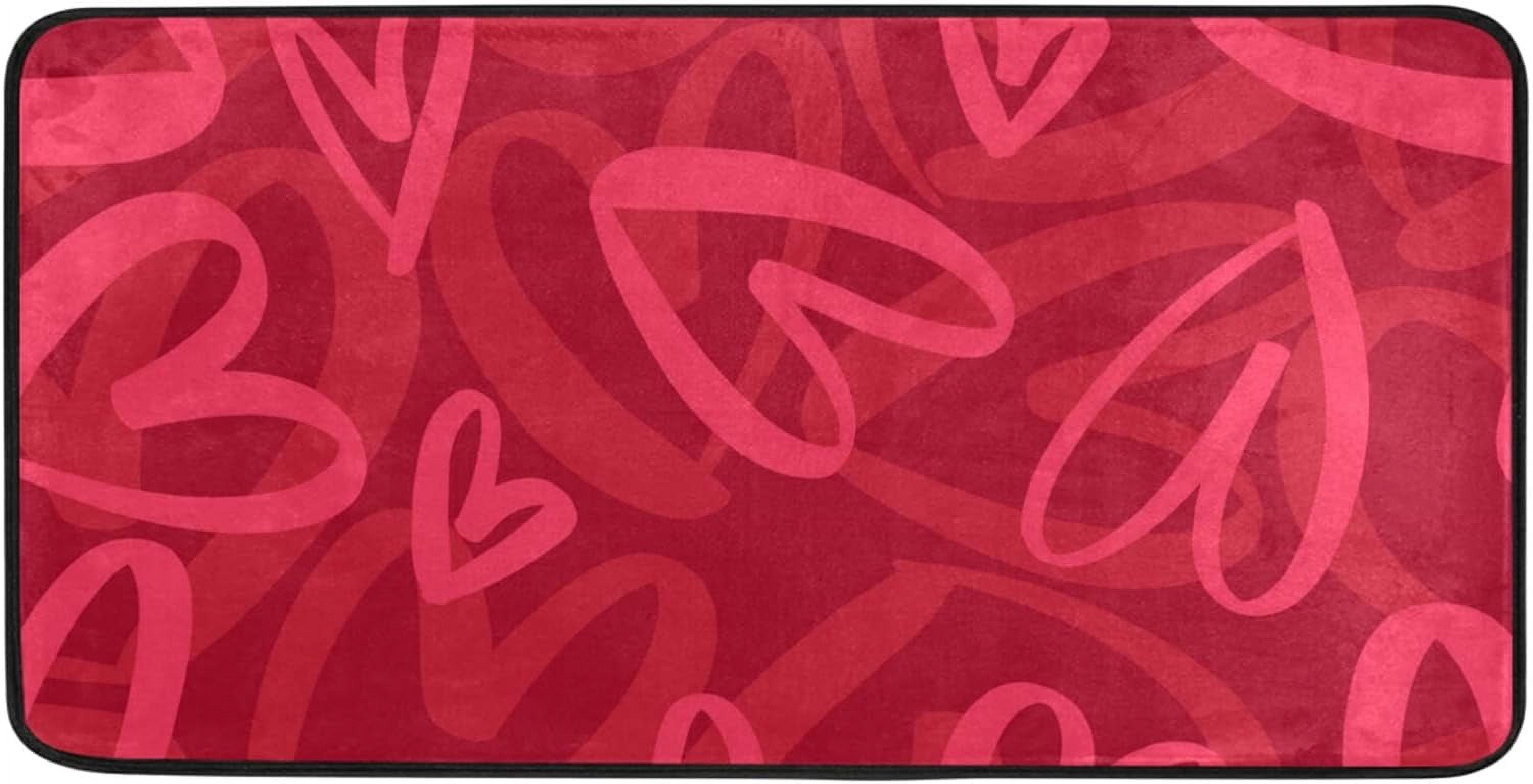 GZHJMY Valentine's Day Love Heart Kitchen Rug Anti Fatigue Soft Non ...