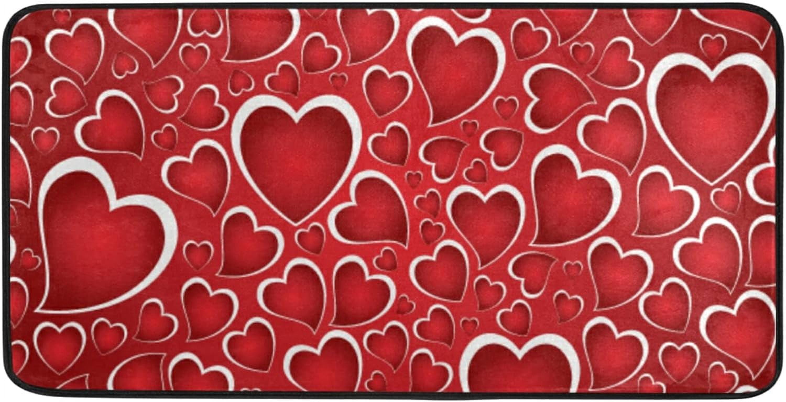 GZHJMY Valentine's Day Love Heart Kitchen Rug Anti Fatigue Soft Non ...