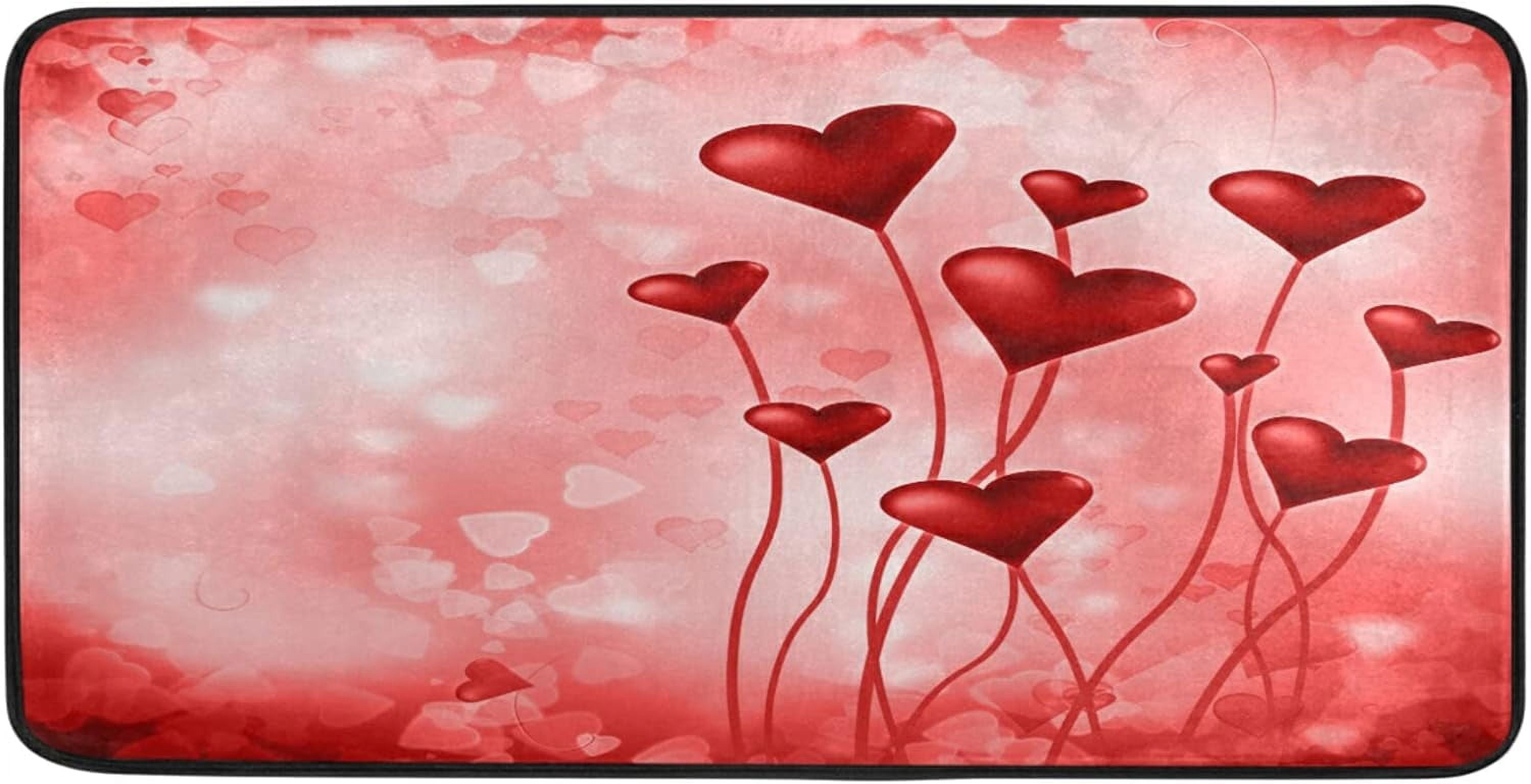 GZHJMY Valentine's Day Love Heart Kitchen Rug Anti Fatigue Soft Non ...