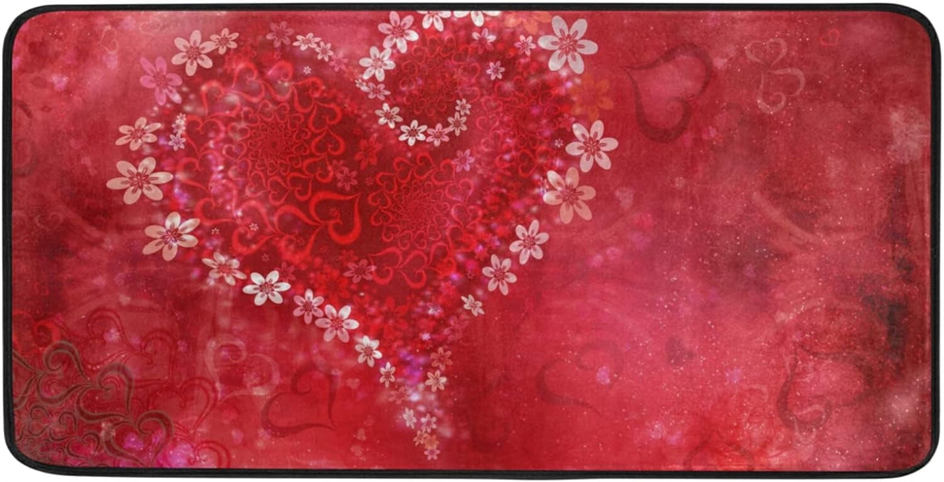 GZHJMY Valentine's Day Love Heart Kitchen Rug Anti Fatigue Soft Non ...