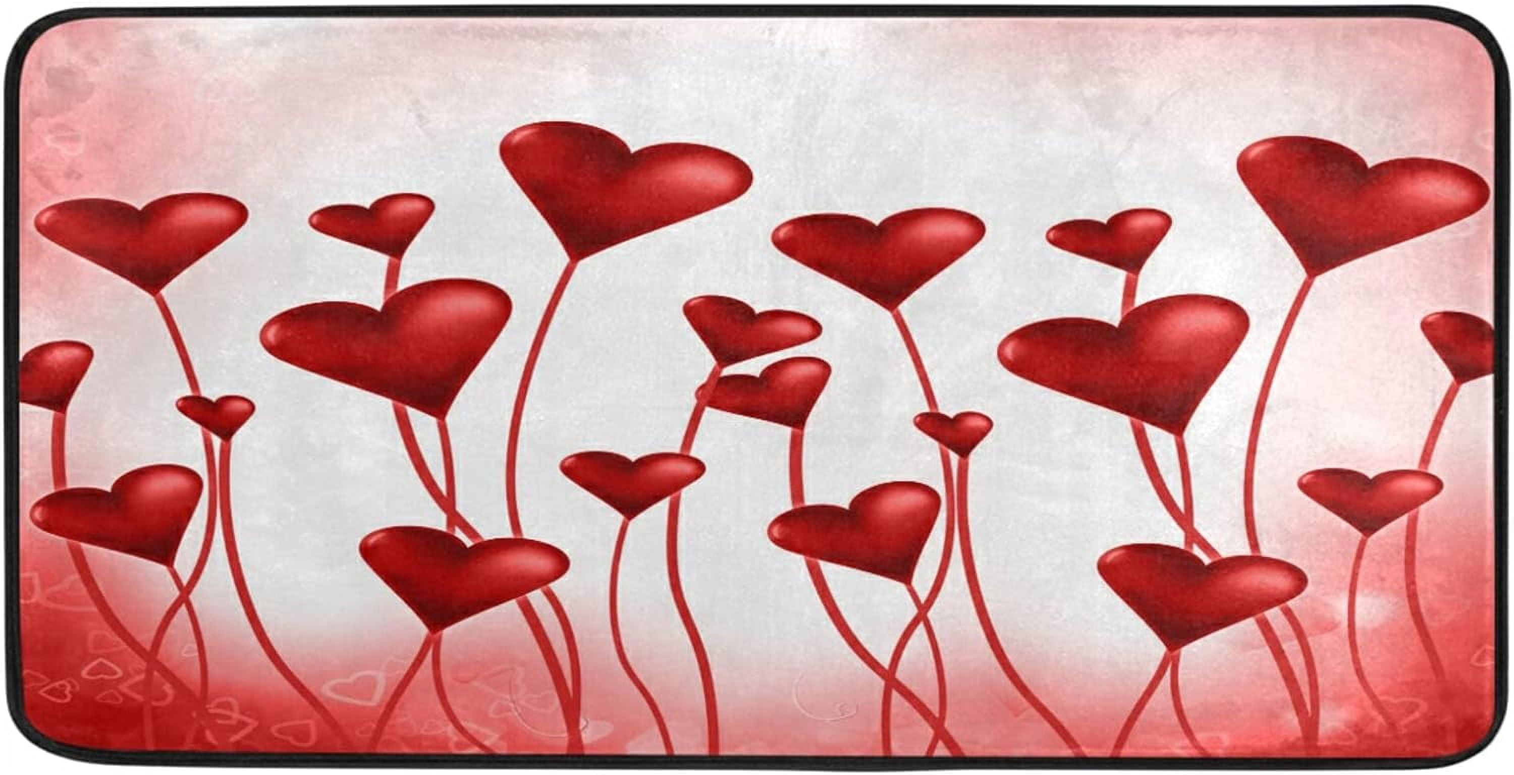 GZHJMY Valentine's Day Love Heart Kitchen Rug Anti Fatigue Soft Non ...