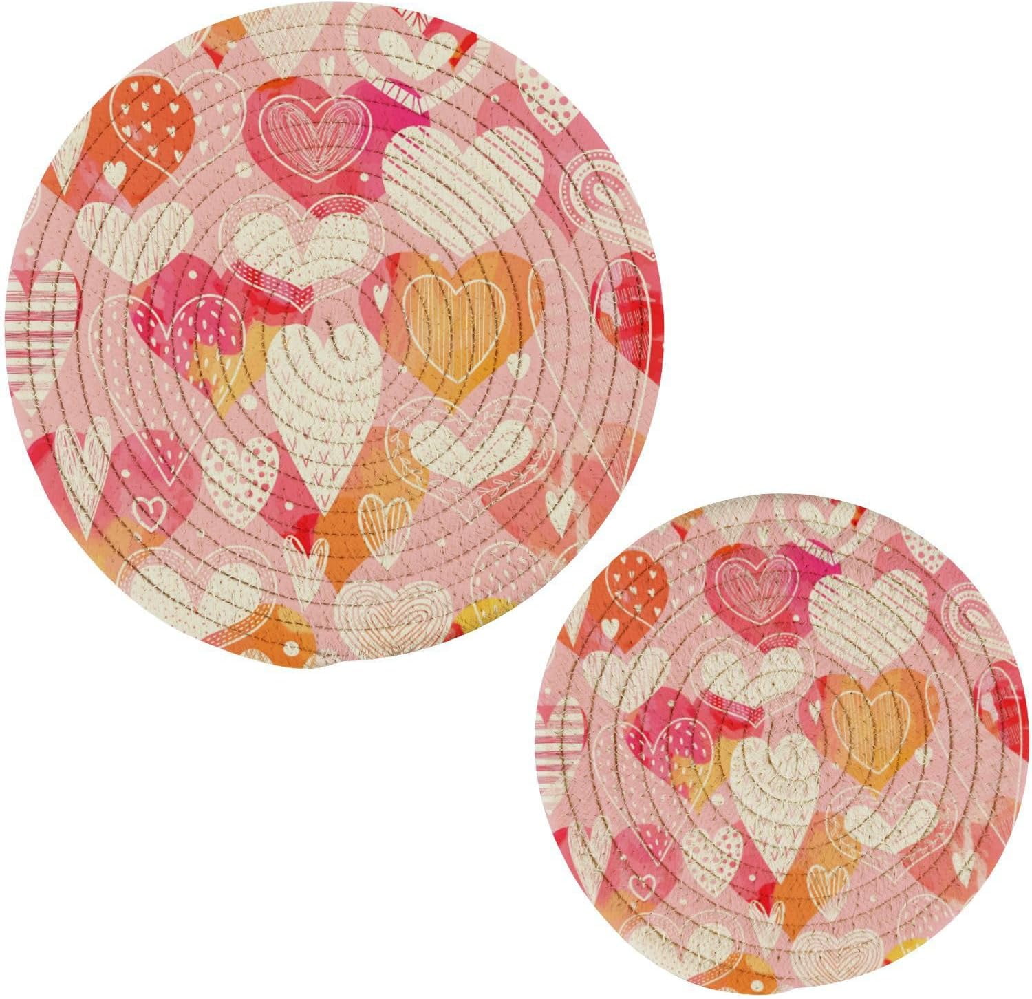GZHJMY Valentine's Day Love Heart Pot Holder Trivets Set of 2, Heat ...