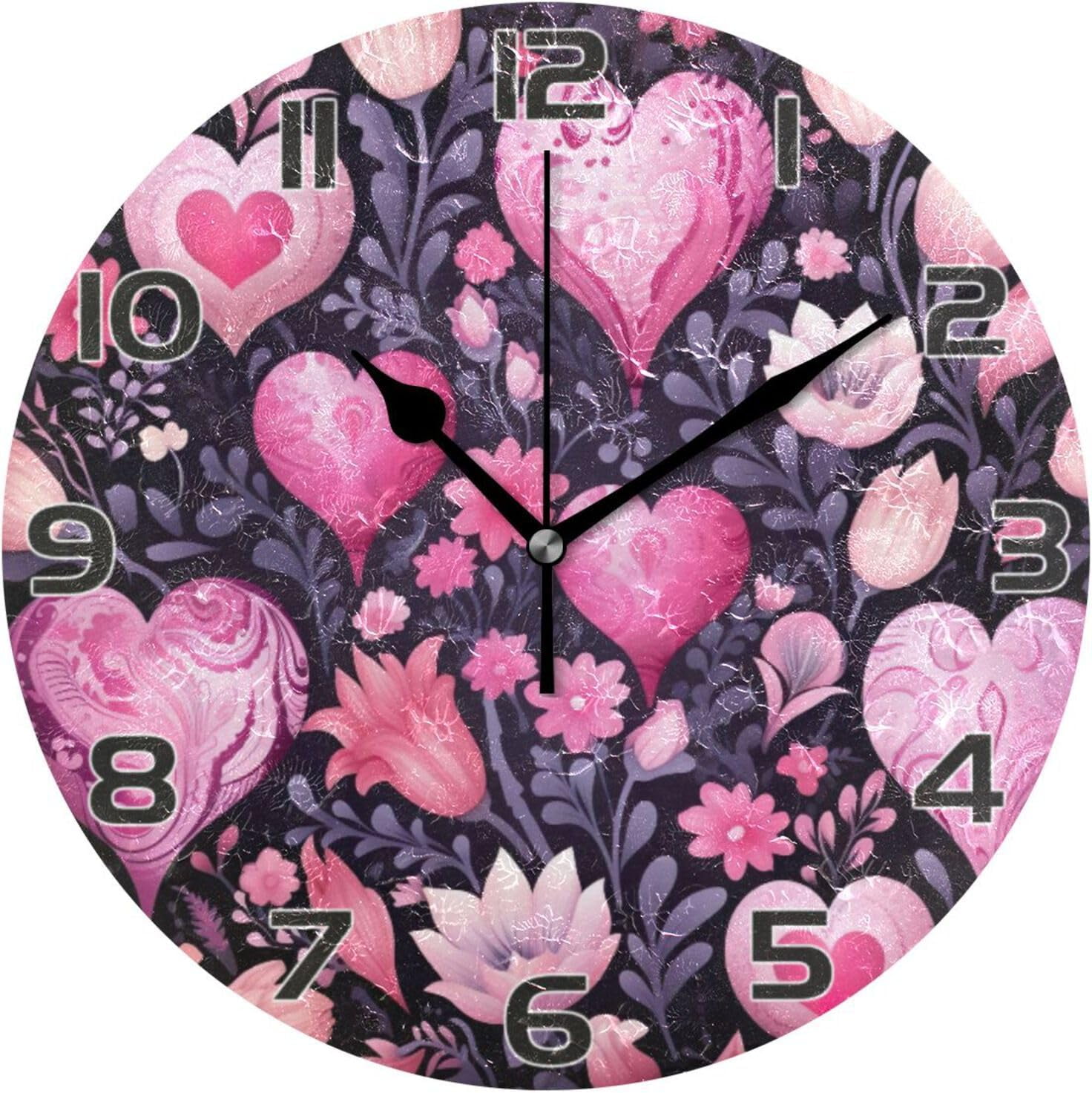 GZHJMY Valentine's Day Love Wall Clock, Silent Non Ticking Battery ...
