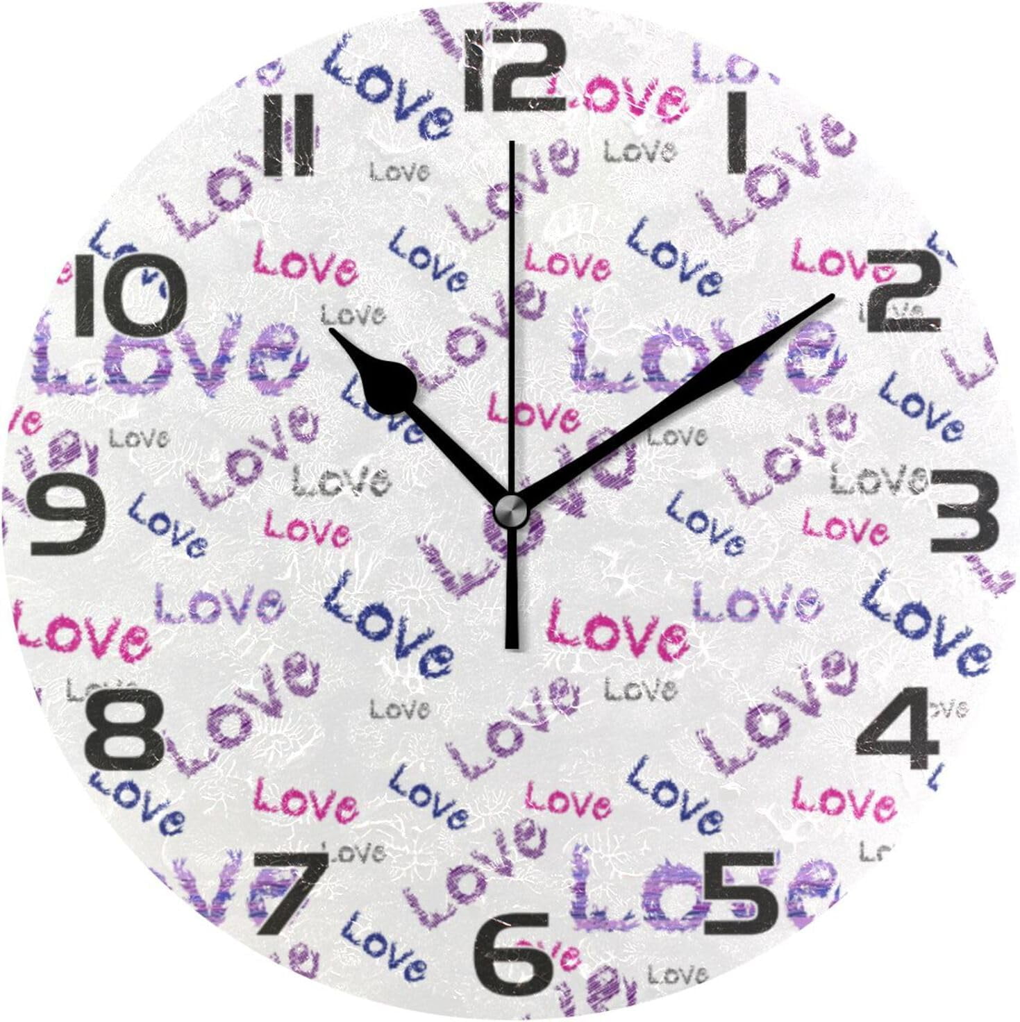 GZHJMY Valentine's Day Love Wall Clock, Silent Non Ticking Battery ...