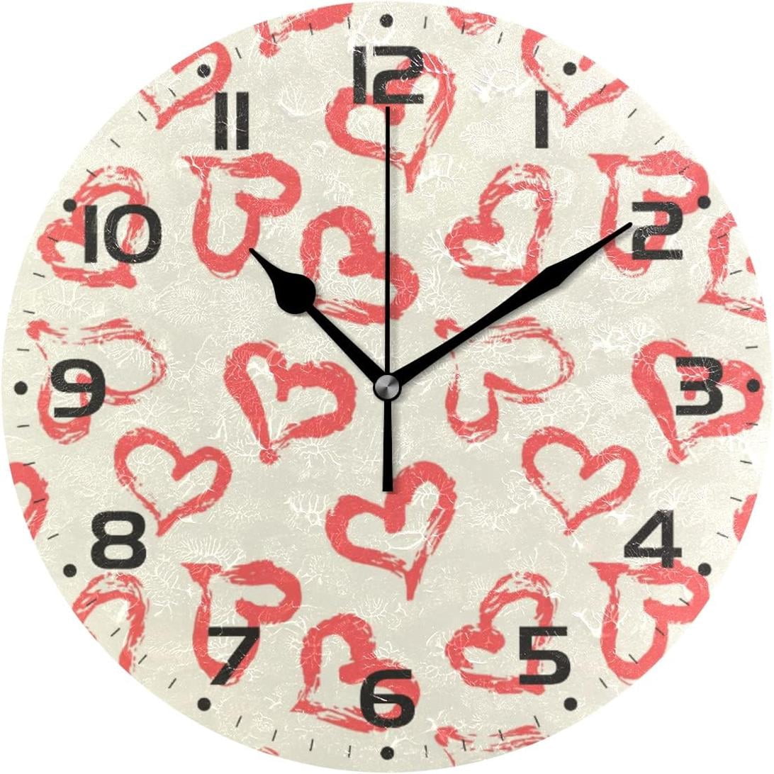 GZHJMY Valentine's Day Red Heart Wall Clock, 10" Silent Non Ticking ...