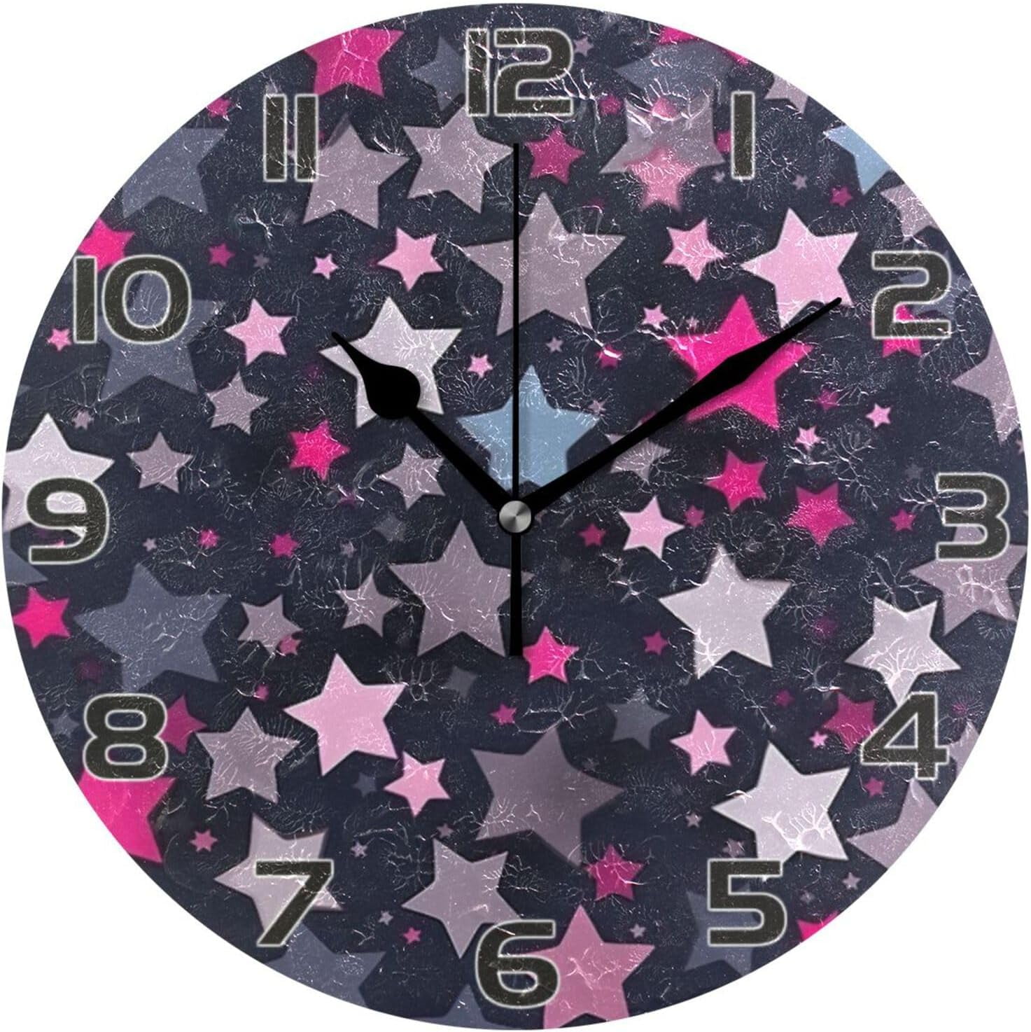 GZHJMY Valentine's Day Star Wall Clock, Silent Non Ticking Battery ...
