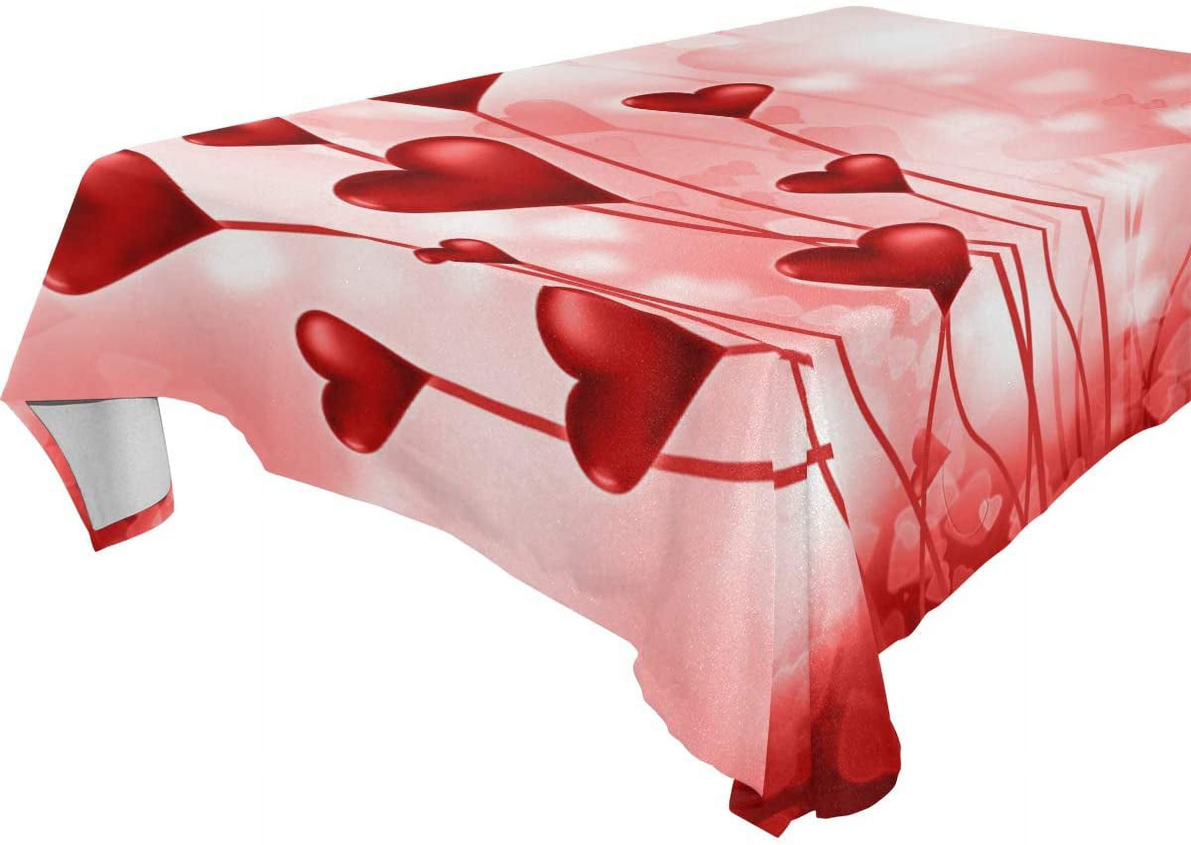 GZHJMY Valentines Day Rectangle Tablecloth 60"(W) x 120"(L), Red Love ...