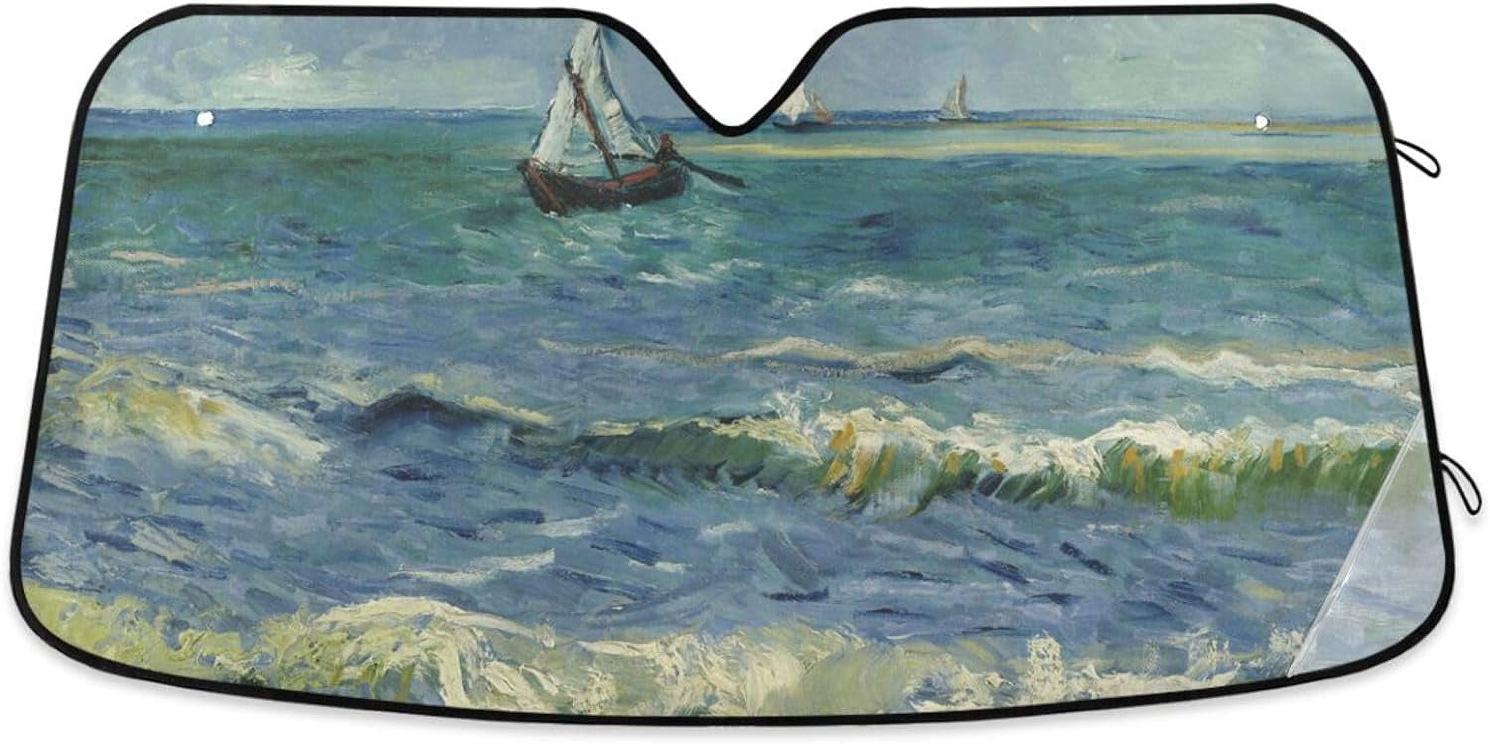 GZHJMY Van Gogh Sailboat Car Windshield Sun Shade Foldable Sun Shield ...
