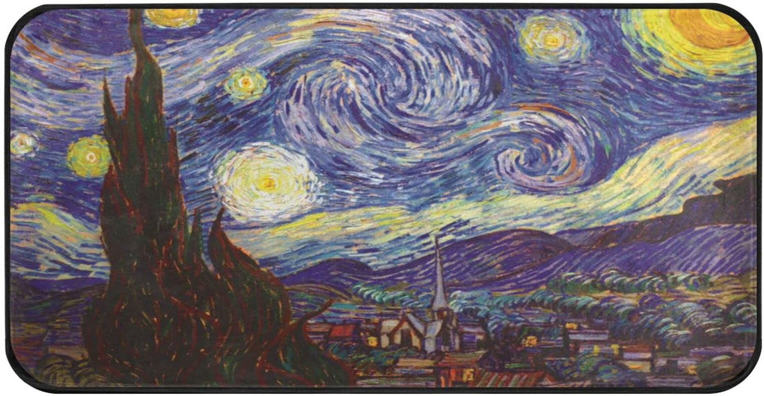 GZHJMY Van Gogh The Starry Night Kitchen Rug Mat Anti-Fatigue Comfort ...