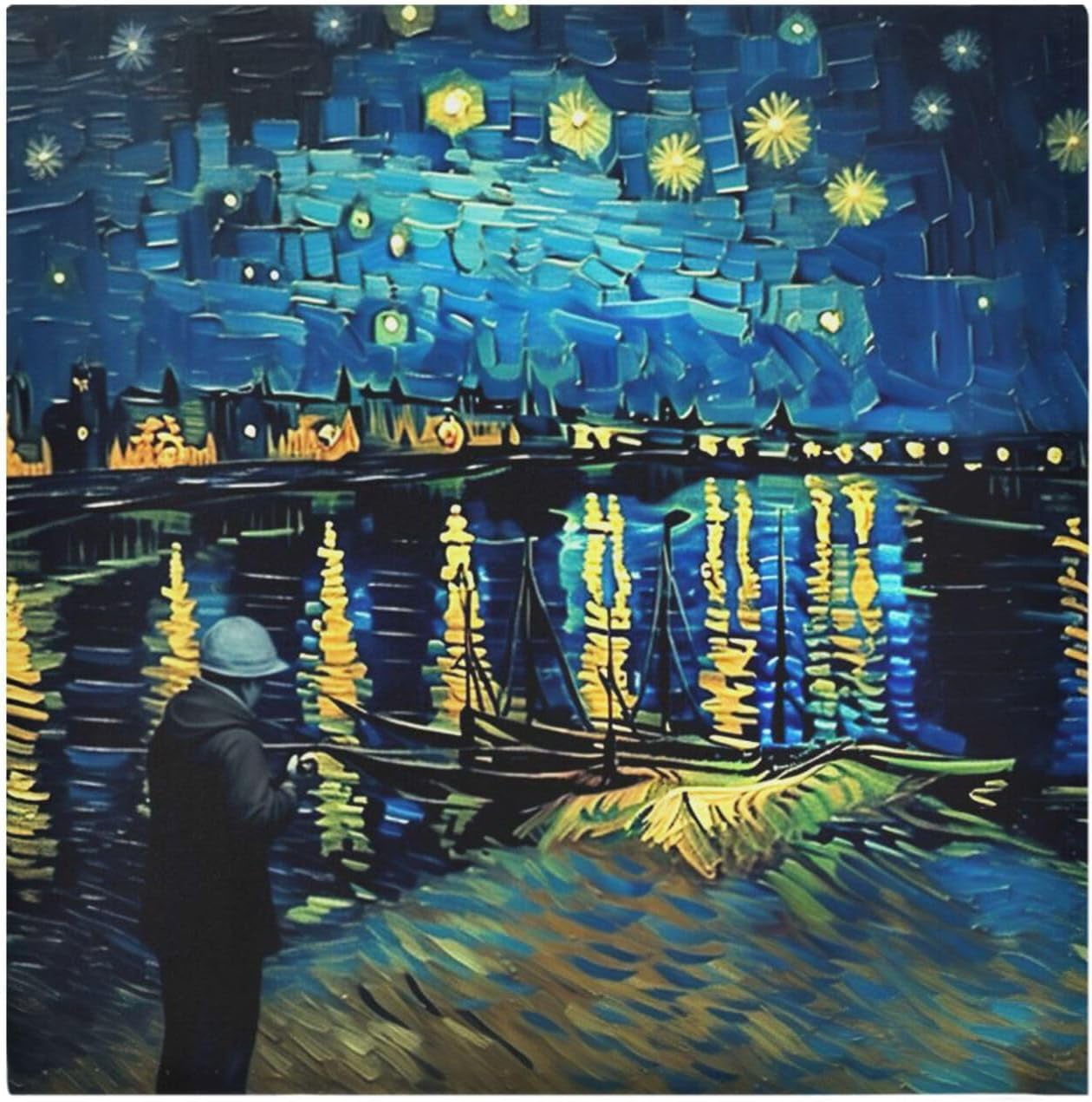 GZHJMY Van Gogh's Starry Sky Cloth Napkins Set of 6,Reusable Washable ...