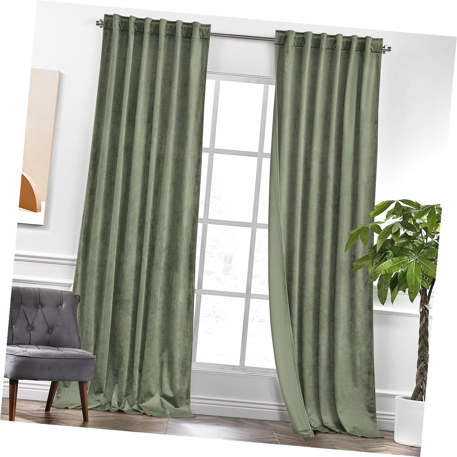 GZHJMY Velvet Curtains 96 Inches 2 Panels, Velvet Curtains for Bedroom ...
