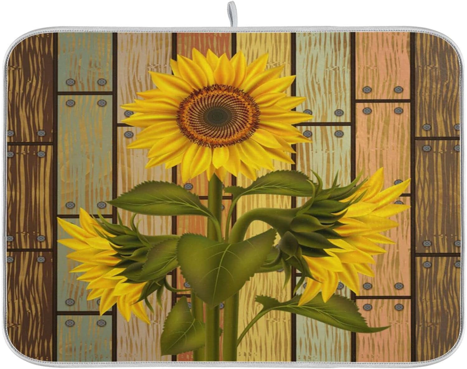 GZHJMY Vinatge Beautiful Sunflower Wooden Board2 Absorbent Dish Drying ...