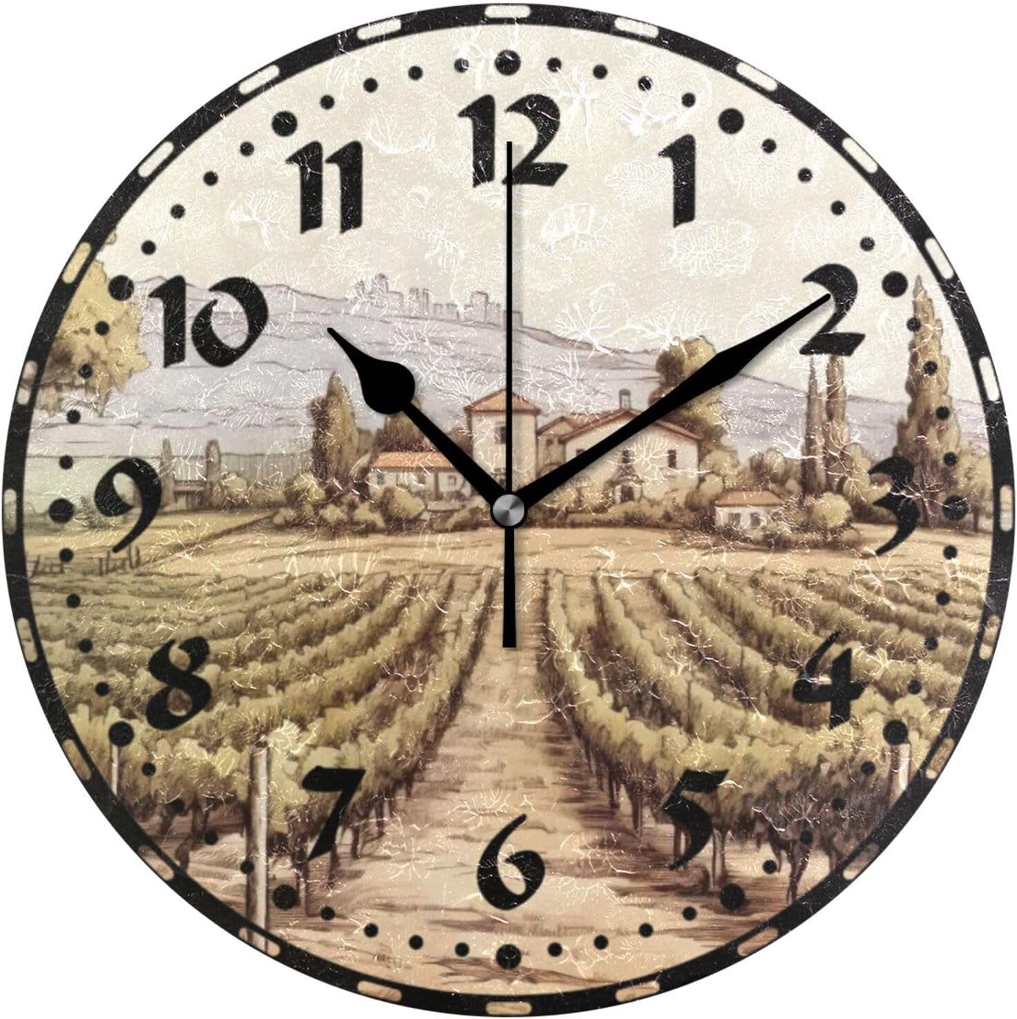 GZHJMY Vineyards and Trees Wall Clock, Silent Non Ticking 10 Inch ...
