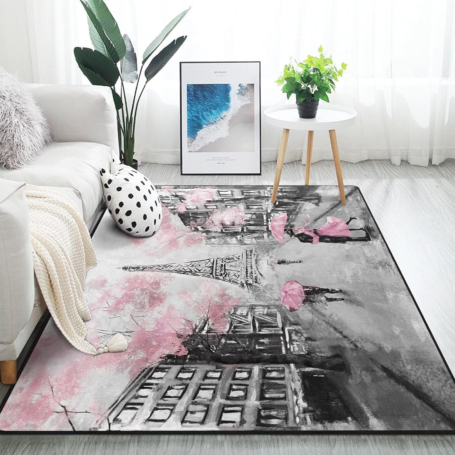 GZHJMY Vintage Art France Paris Eiffel Tower Oil Painting Area Rug ...