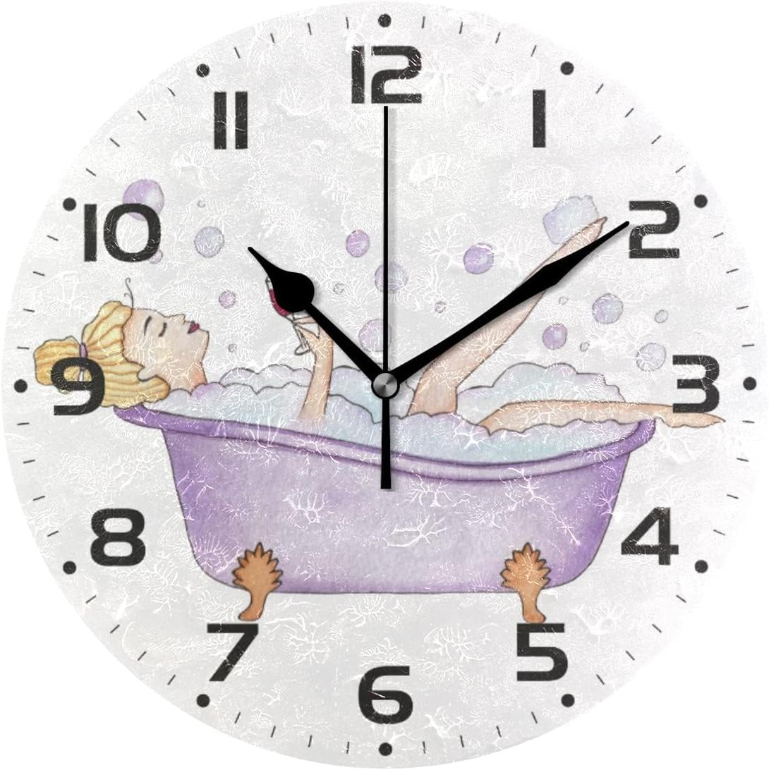 GZHJMY Vintage Bathtub Wall Clock, 10" Silent Non Ticking Round Clock ...