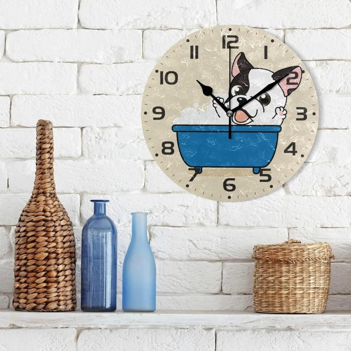 GZHJMY Vintage Bathtub Wall Clock, 10" Silent Non Ticking Round Clock ...