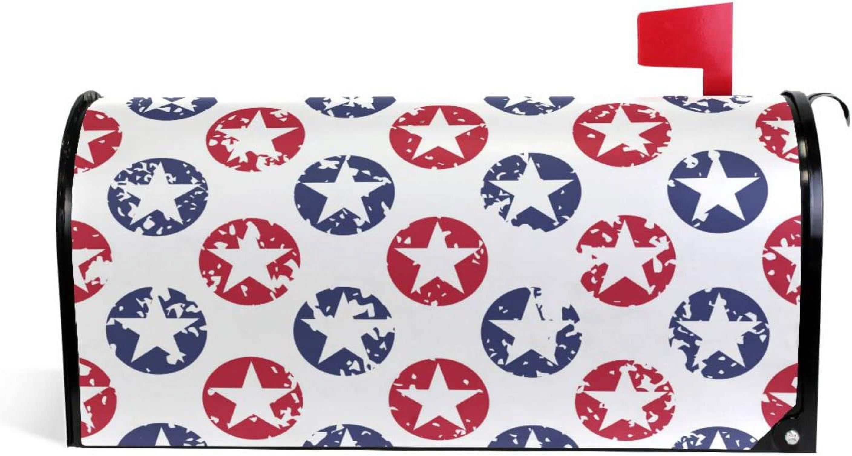 GZHJMY Vintage Blue Red Stars Magnetic Mailbox Cover Large Size Mailbox ...