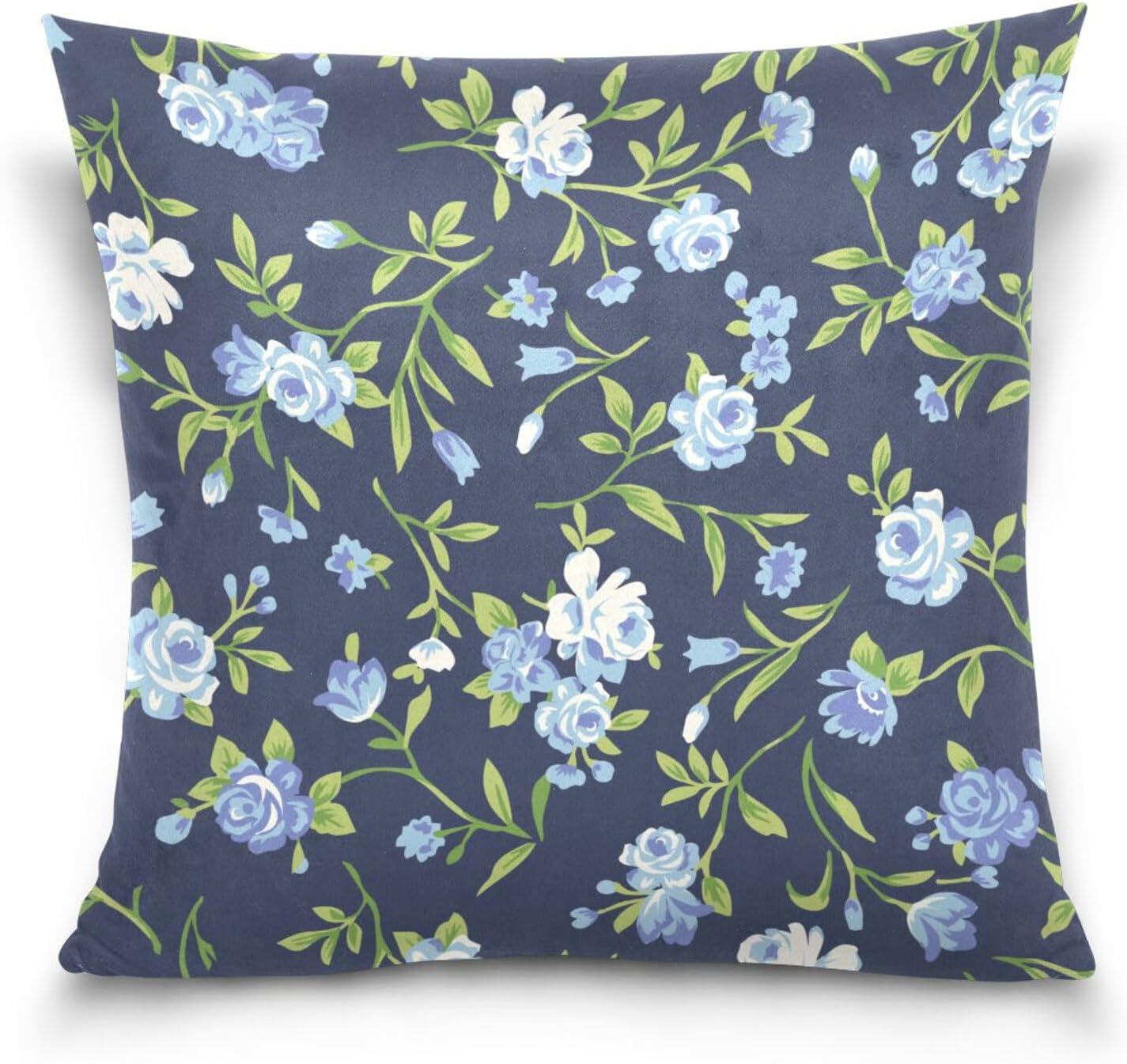GZHJMY Vintage Blue Rose Pillow Cover 20 x 20 Inch, Soft Decorative ...
