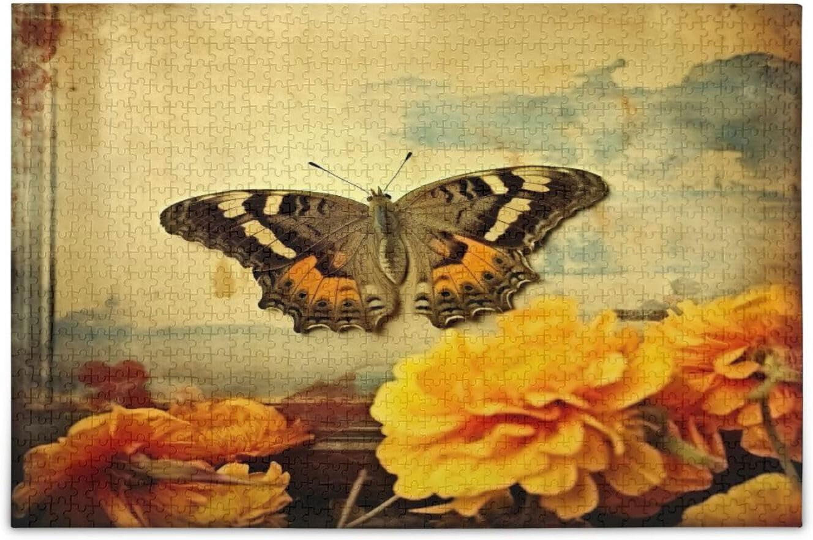 GZHJMY Vintage Butterfly 1000 Piece Large Jigsaw Puzzle for Adults ...