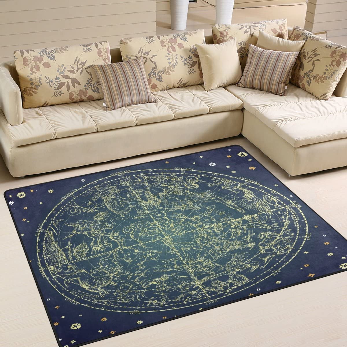 GZHJMY Vintage Constellation Star Space Area Rug Living Room Rugs - 5'3 ...