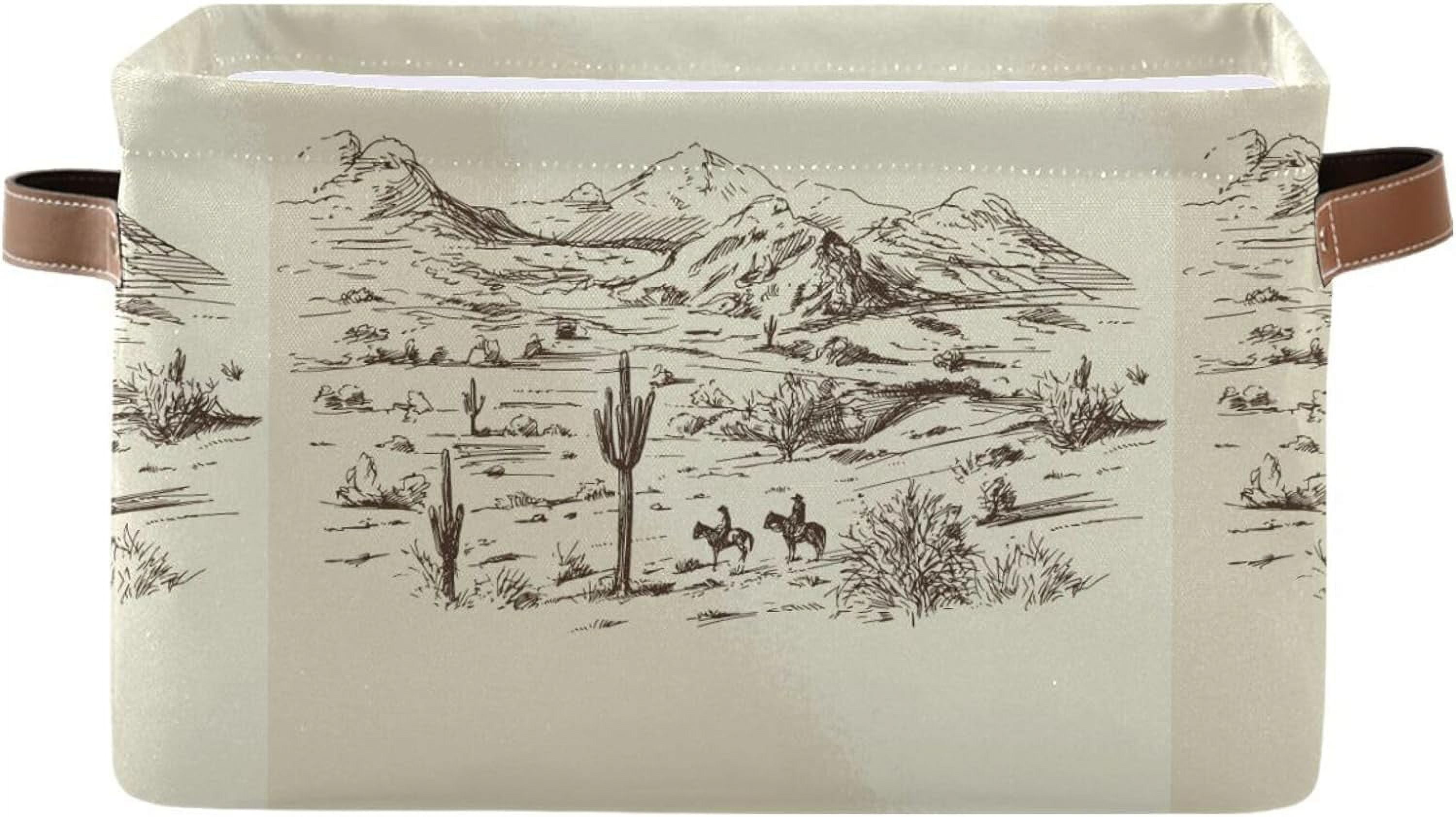 GZHJMY Vintage Cowboy Foldable Canvas Storage Bin, Sturdy Fabric Storage Basket with Handles ...