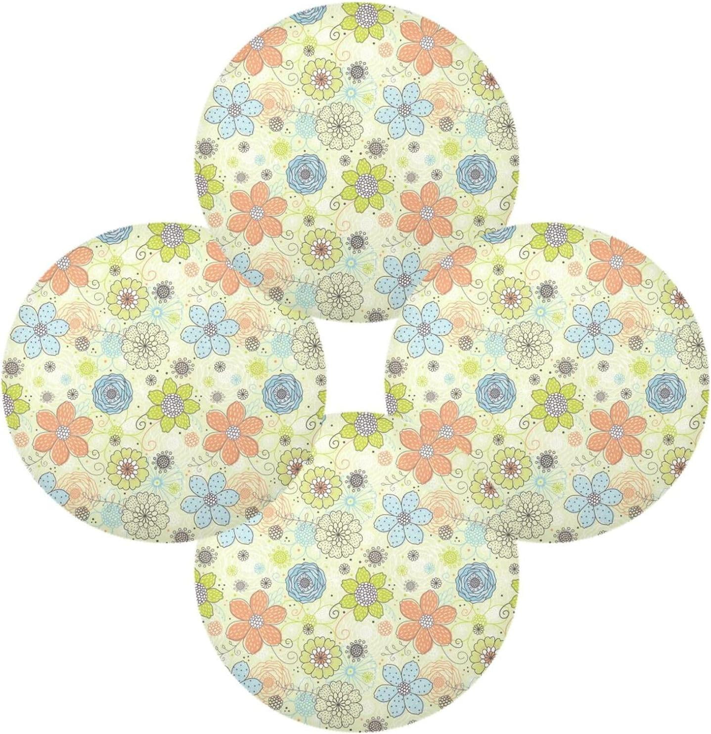 GZHJMY Vintage Daisy Flower Round Placemats, 4 Pack Table Mats for ...