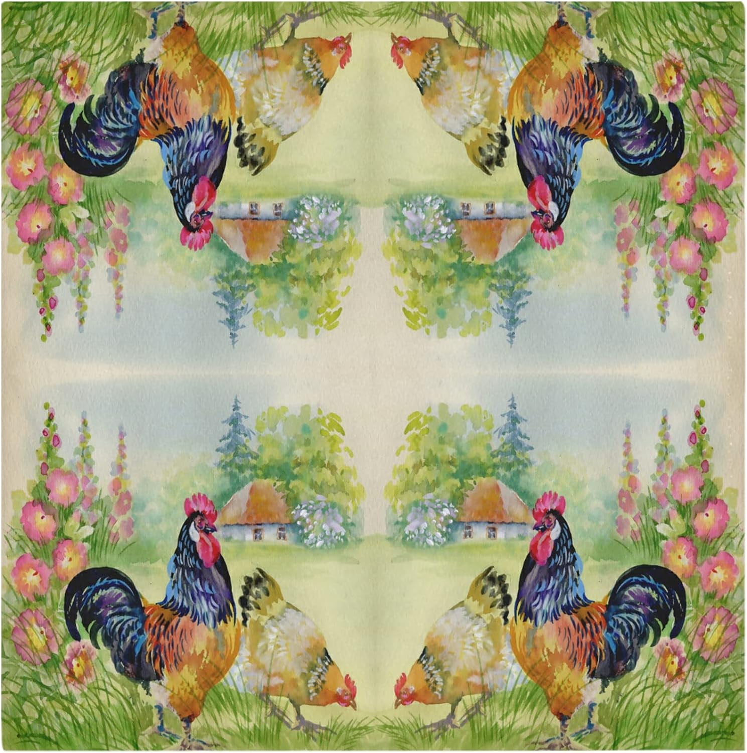 GZHJMY Vintage Farm Bird Rooster Flowers Cloth Napkins, Set of 1 20 x ...