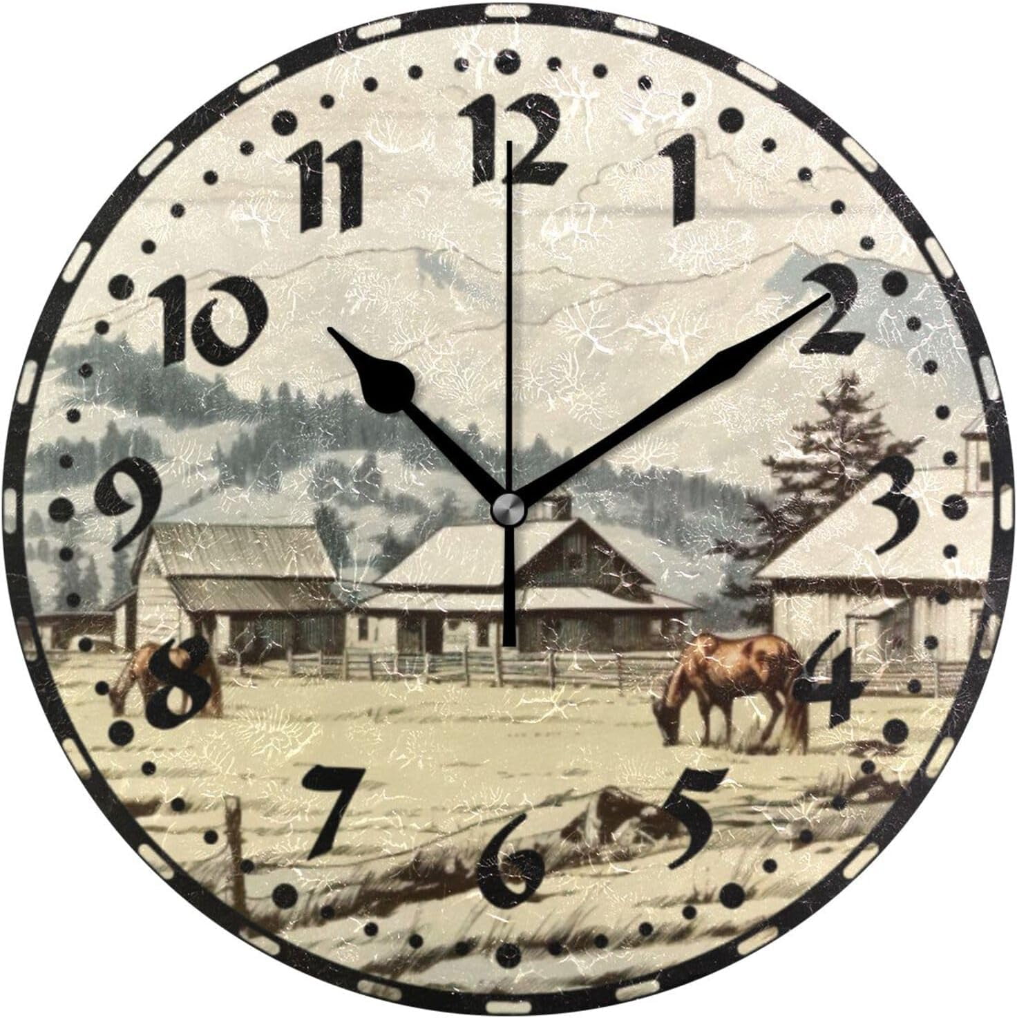 GZHJMY Vintage Farm Wall Clock, Silent Non Ticking 10 Inch Battery ...