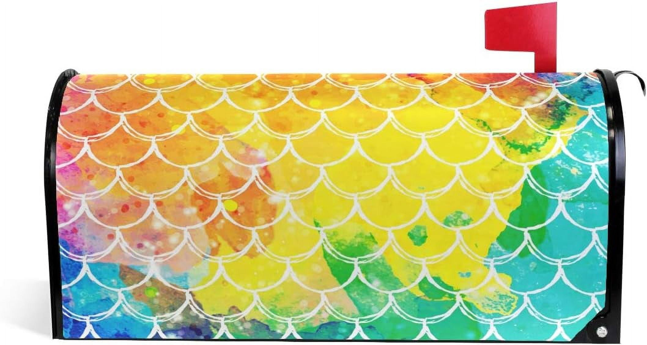 GZHJMY Vintage Fish Scale Mermaid Magnetic Mailbox Cover Large Size ...