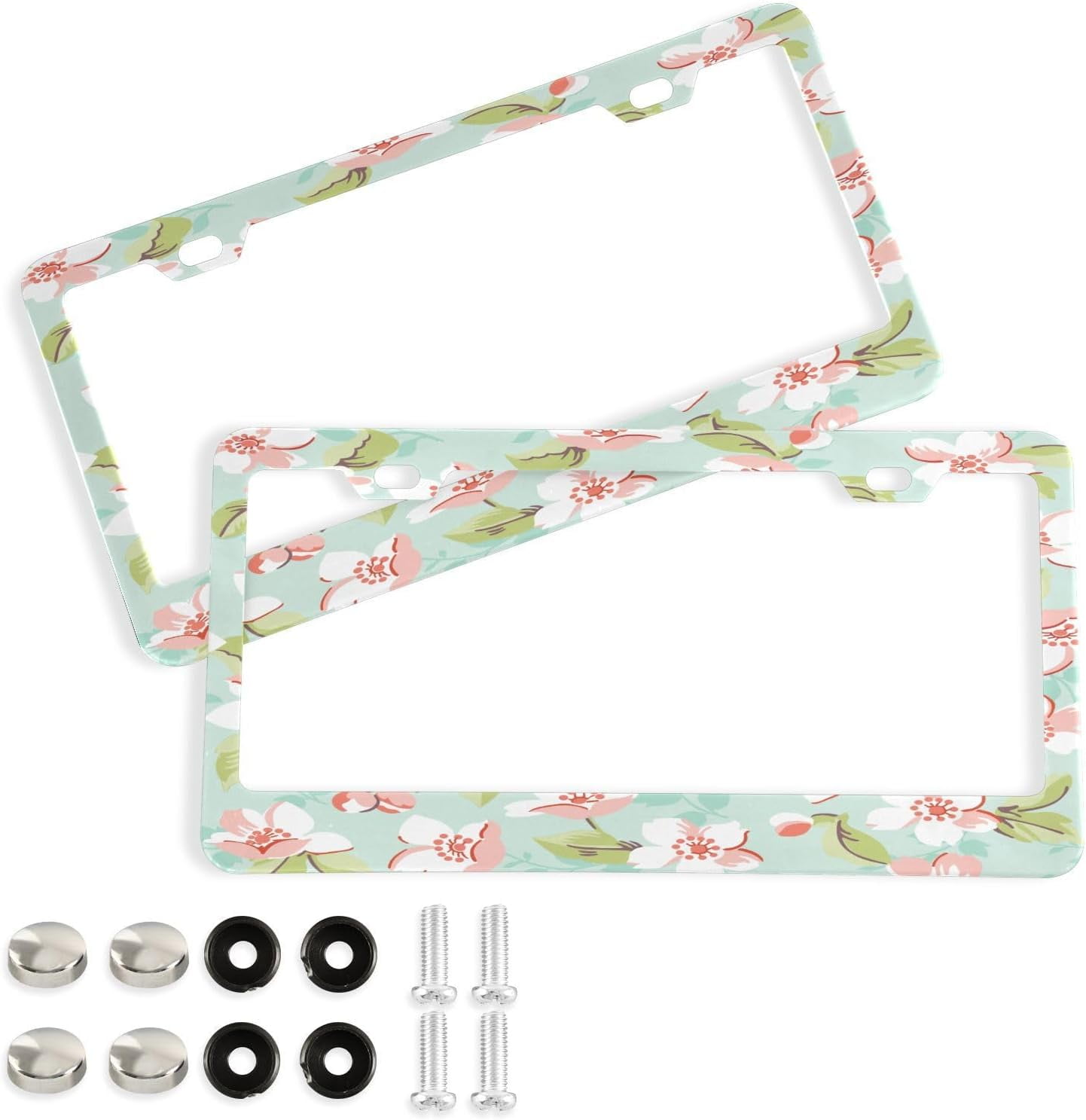 GZHJMY Vintage Floral and Cherry License Plate Frames Set of 2 ...