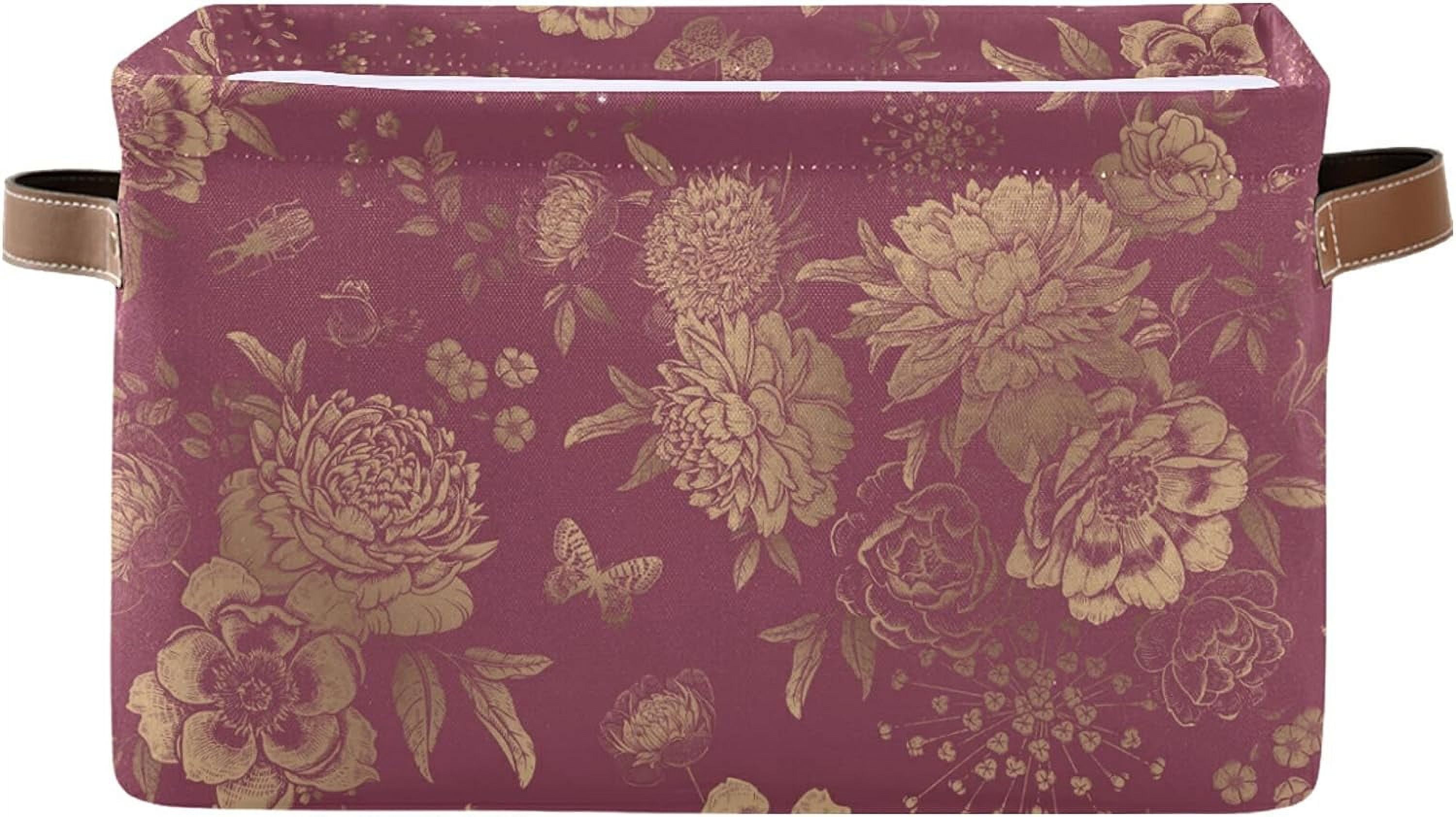 GZHJMY Vintage Floral Storage Bin Collapsible with Handle, 1PCS ...