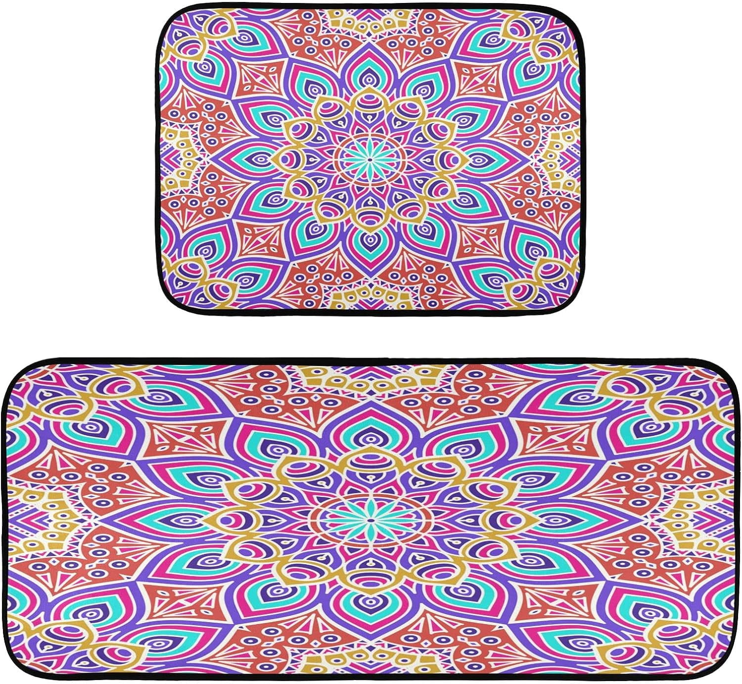 GZHJMY Vintage Flower Mandalas-c Kitchen Rug,Set of 2 Decoration Non ...