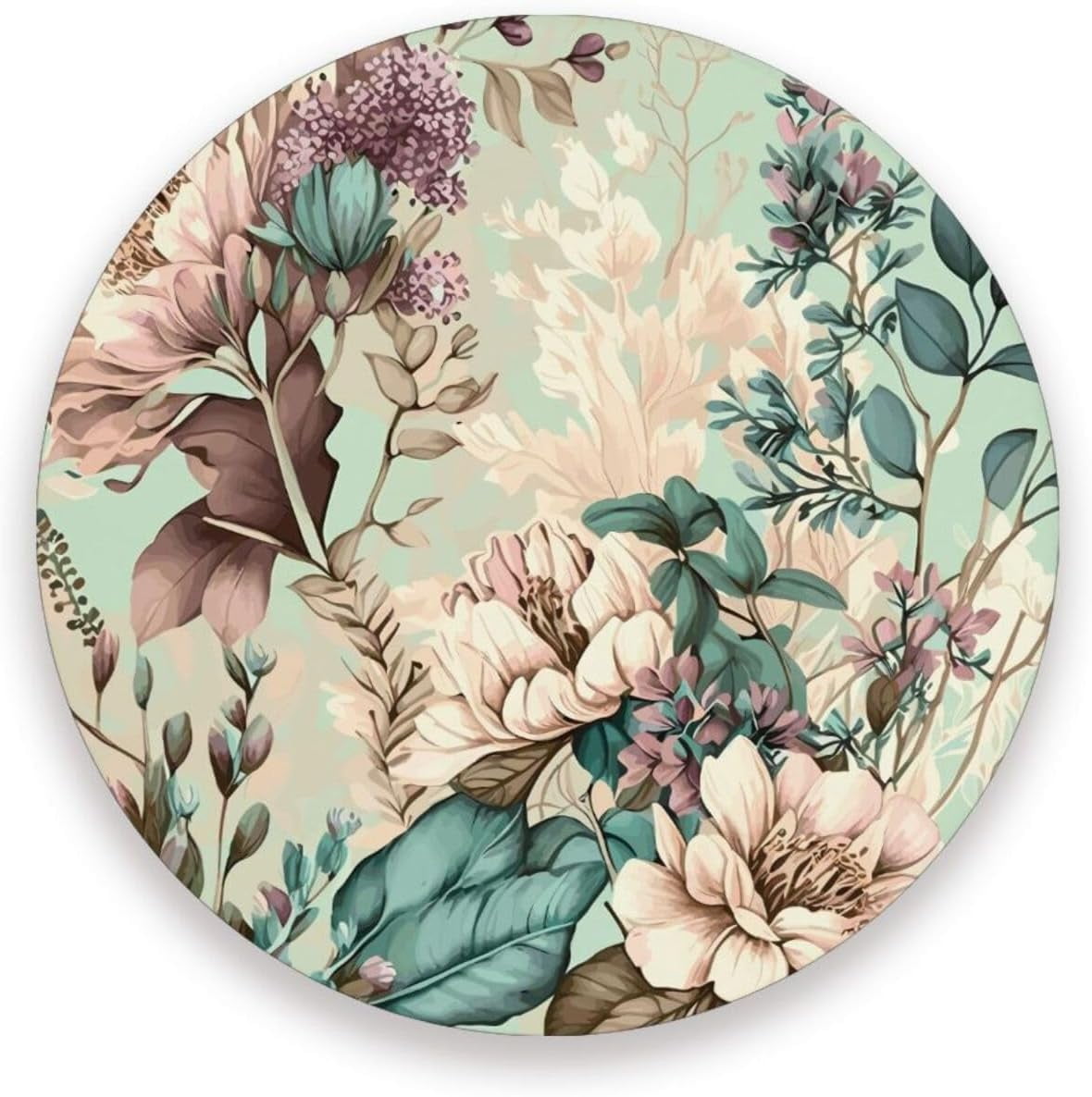 GZHJMY Vintage Flowers Green Coasters for Drinks Set of 2, Absorbent ...