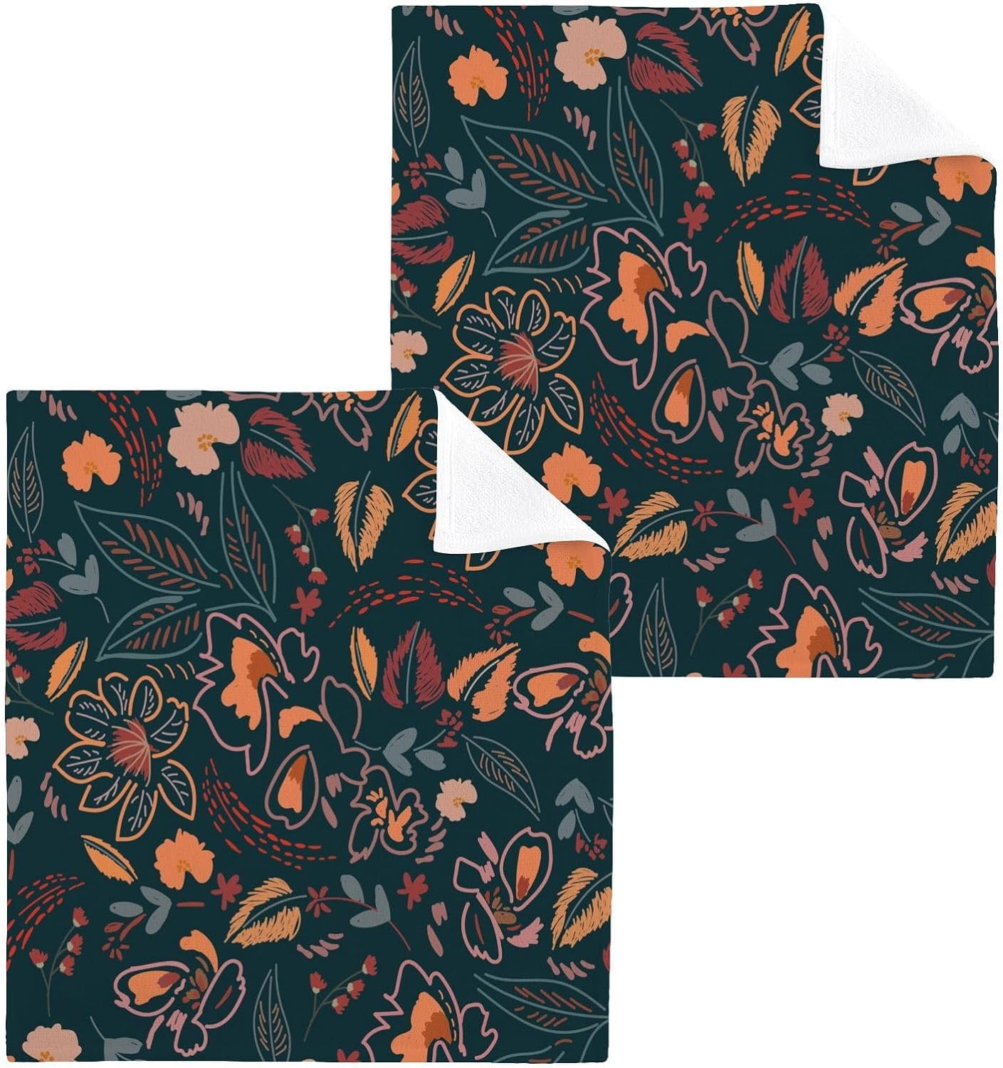 GZHJMY Vintage Flowers Wash Cloth Set of 2, 12 x 12 Inch Cotton Baby ...