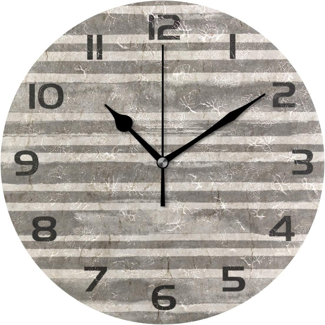 GZHJMY Vintage Gray Wood Texture Wall Clocks Battery Operated Non ...