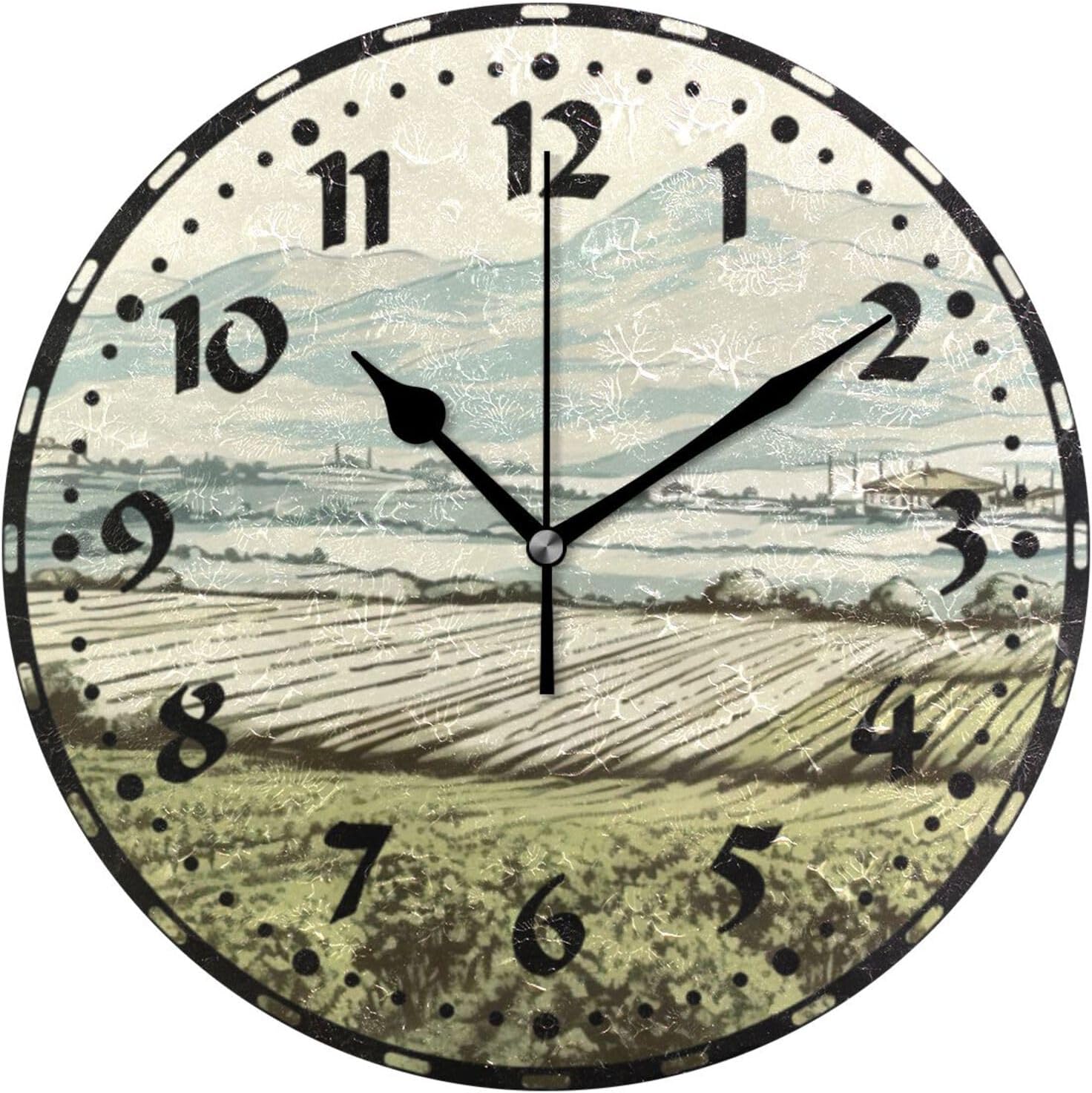 GZHJMY Vintage Italian Landscape Wall Clock, Silent Non Ticking 10 Inch ...